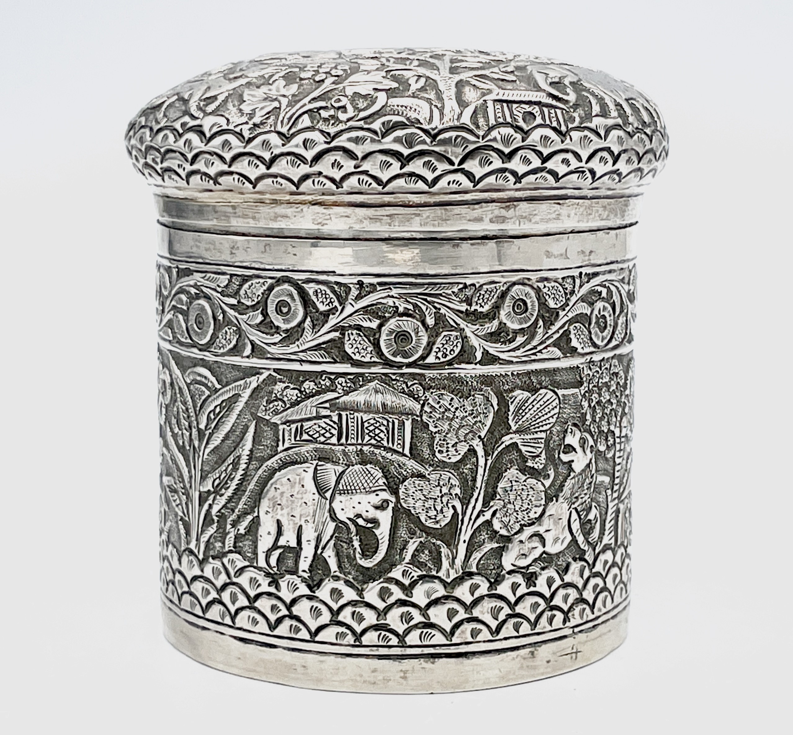 Lot 1025 - An Indian silver canister, early 20th