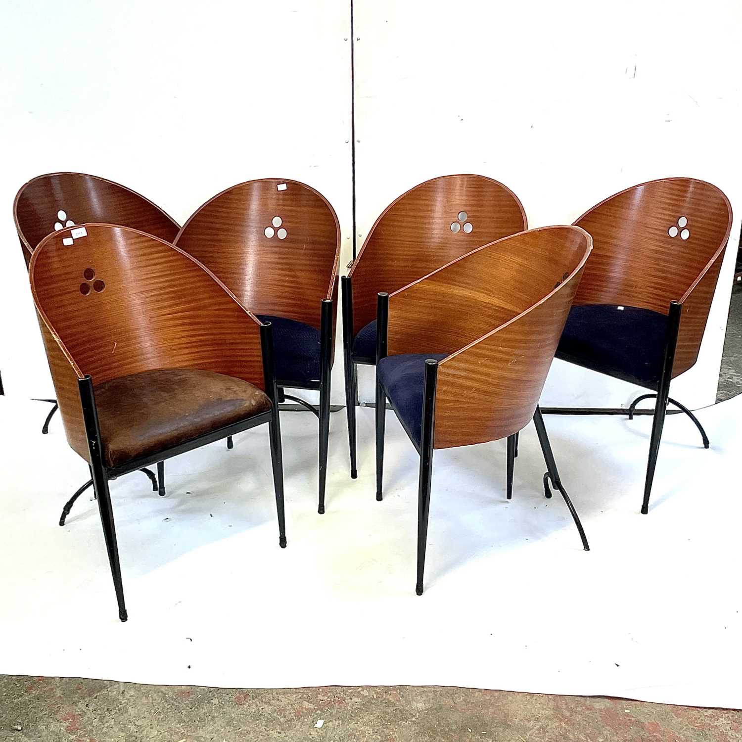 Lot 3113 - A set of six Costes type cafe chairs, after