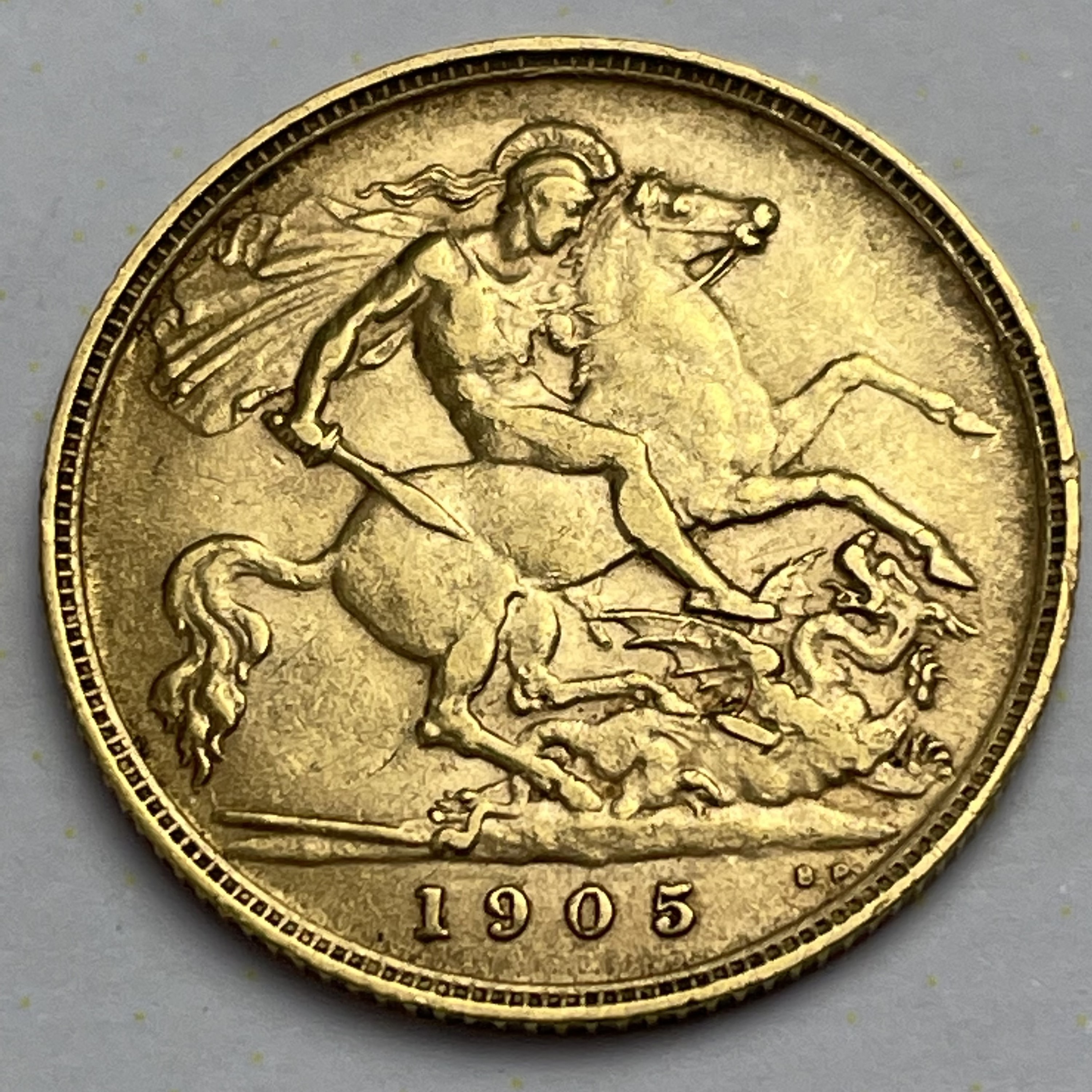 Lot 844 - Two 1905 half sovereign coins.