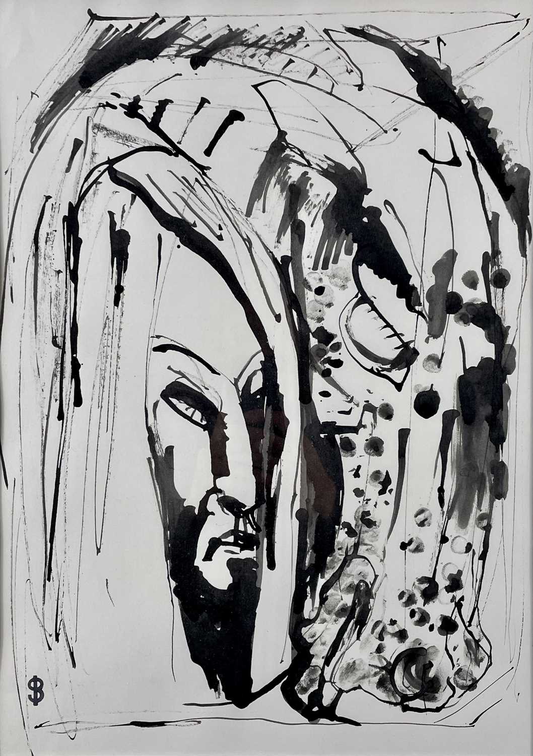 Lot 393 - Sven BERLIN (1911-1999) Man and Horse Ink