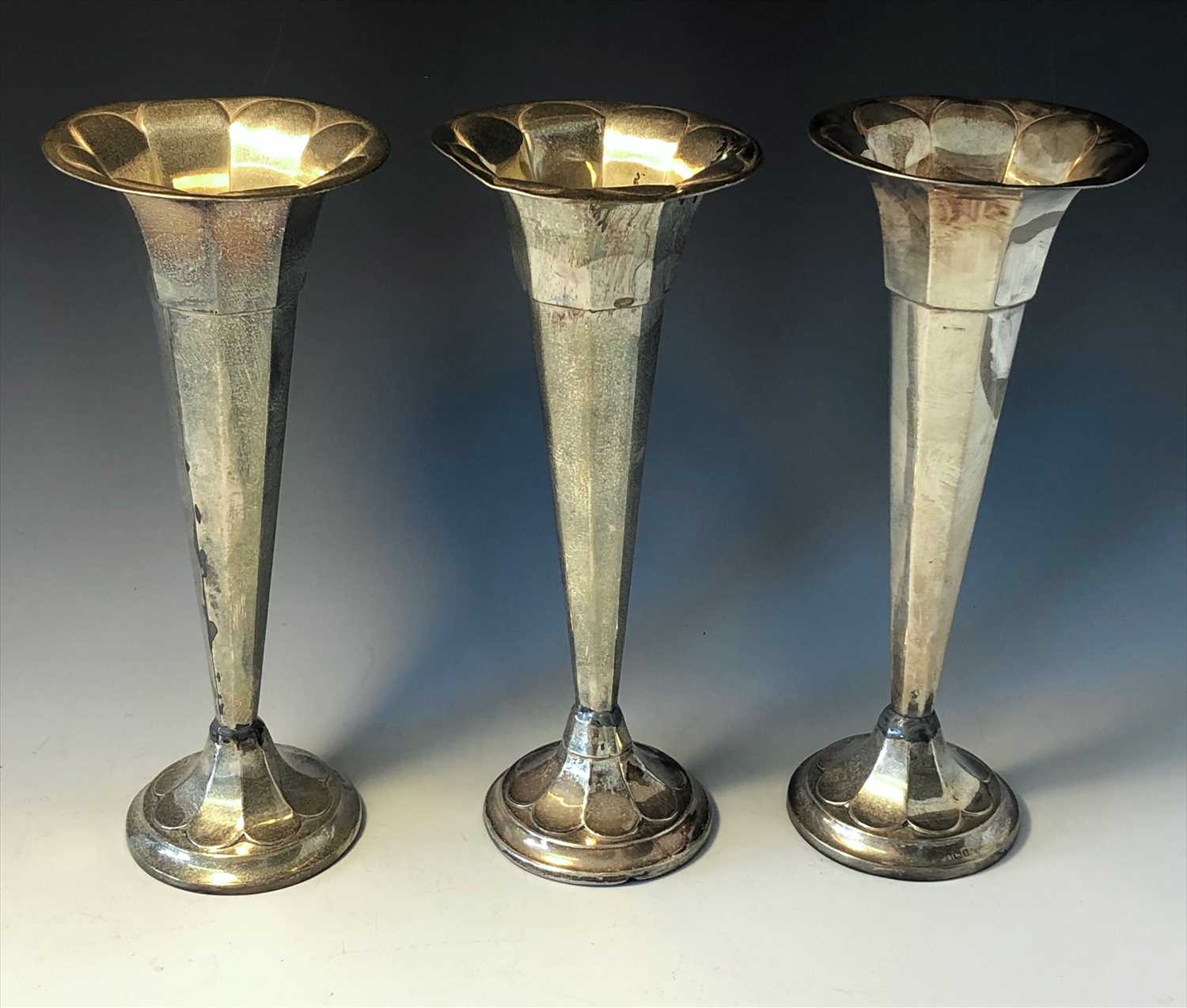 Lot 2040 - Three silver vases