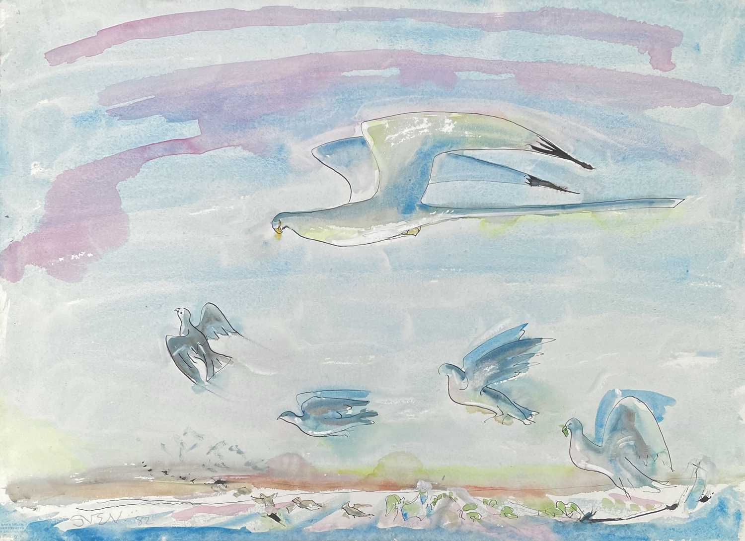 Lot 725 - Sven BERLIN (1911-1999) Falcon and Doves