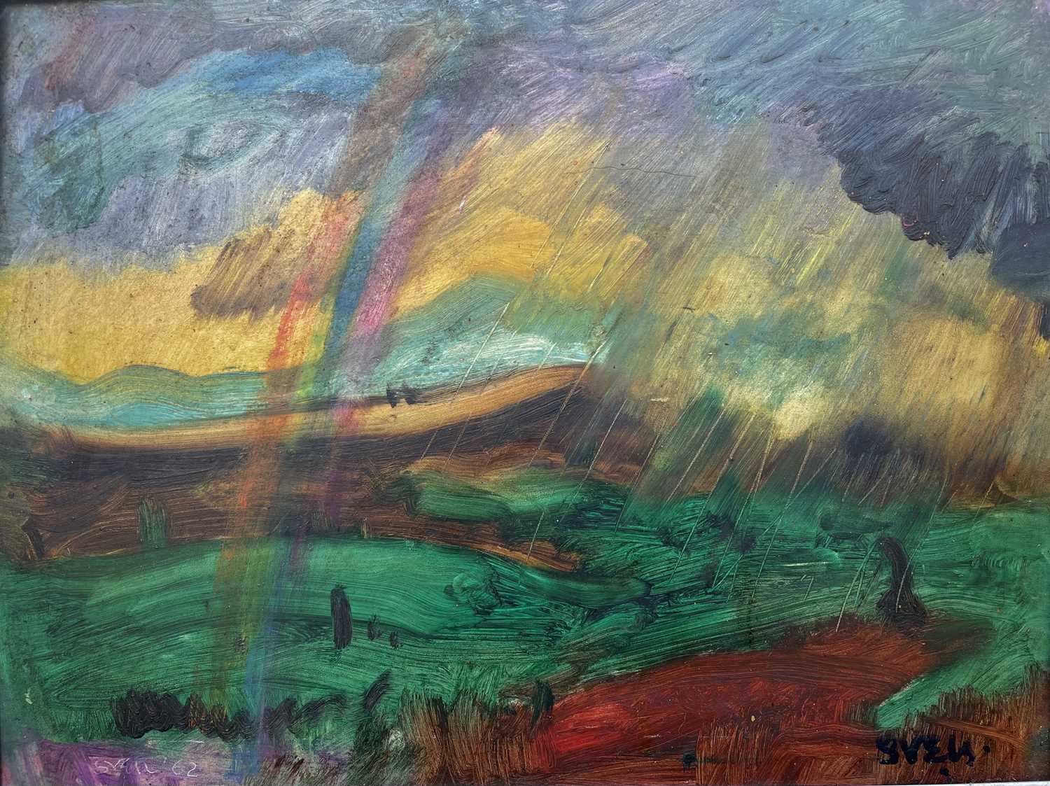 Lot 373 - Sven BERLIN (1911-1999) Rainbow Oil on board