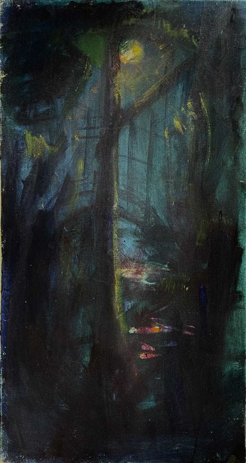 Lot 195 - Sven BERLIN (1911-1999) Moonlit Forrest Oil