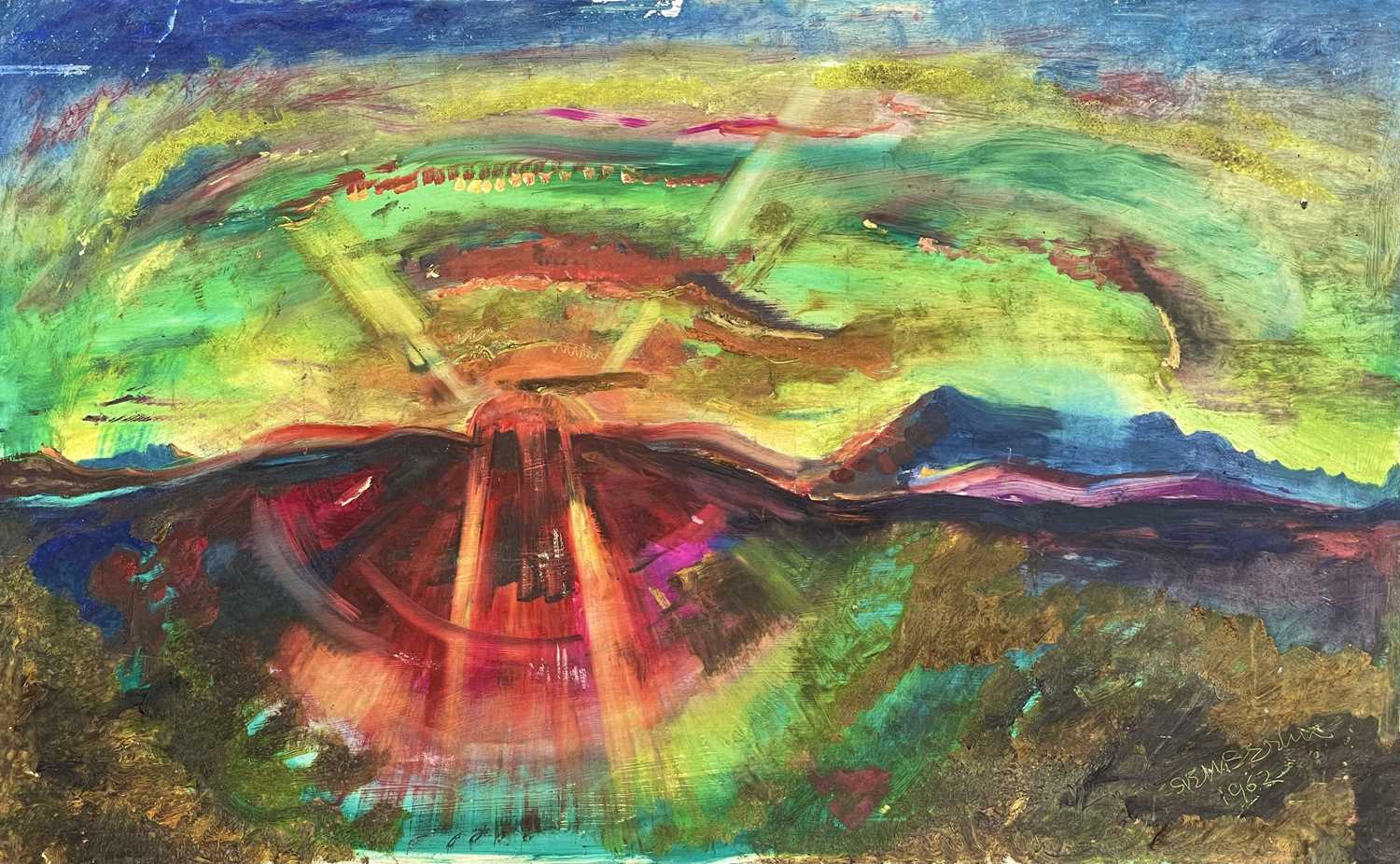 Lot 558 - Sven BERLIN (1911-1999) Sunset Oil on board