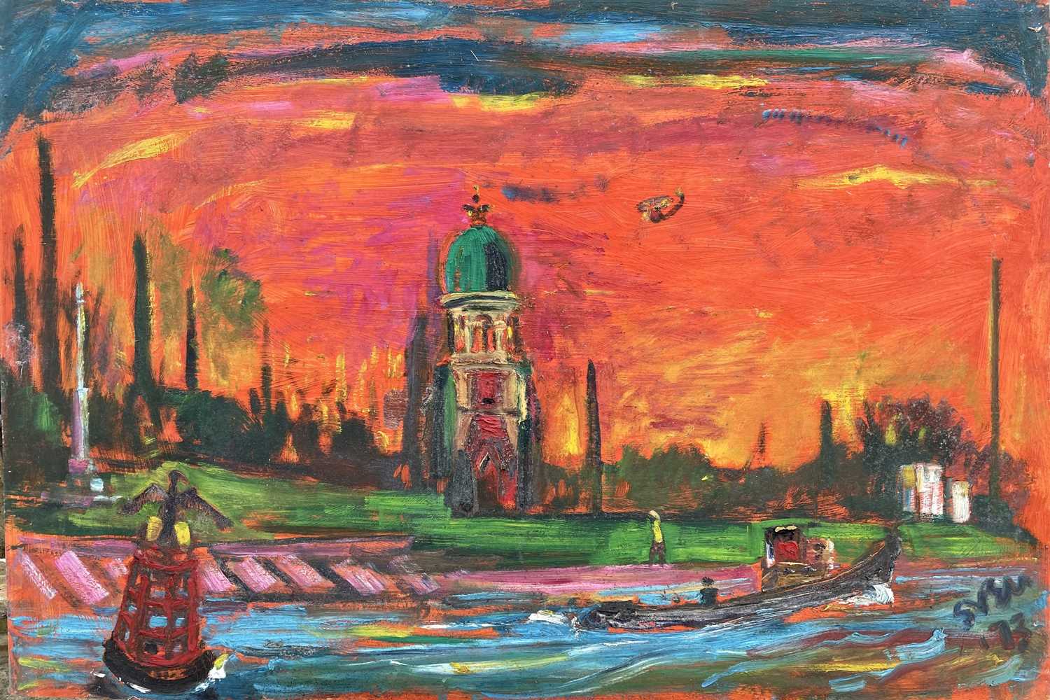 Lot 564 - Sven BERLIN (1911-1999) Sunset Oil on board