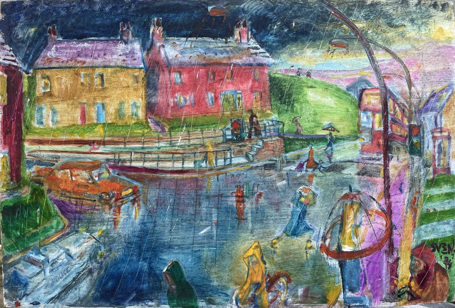 Lot 347 - Sven BERLIN (1911-1999) Rainy Junction Oil