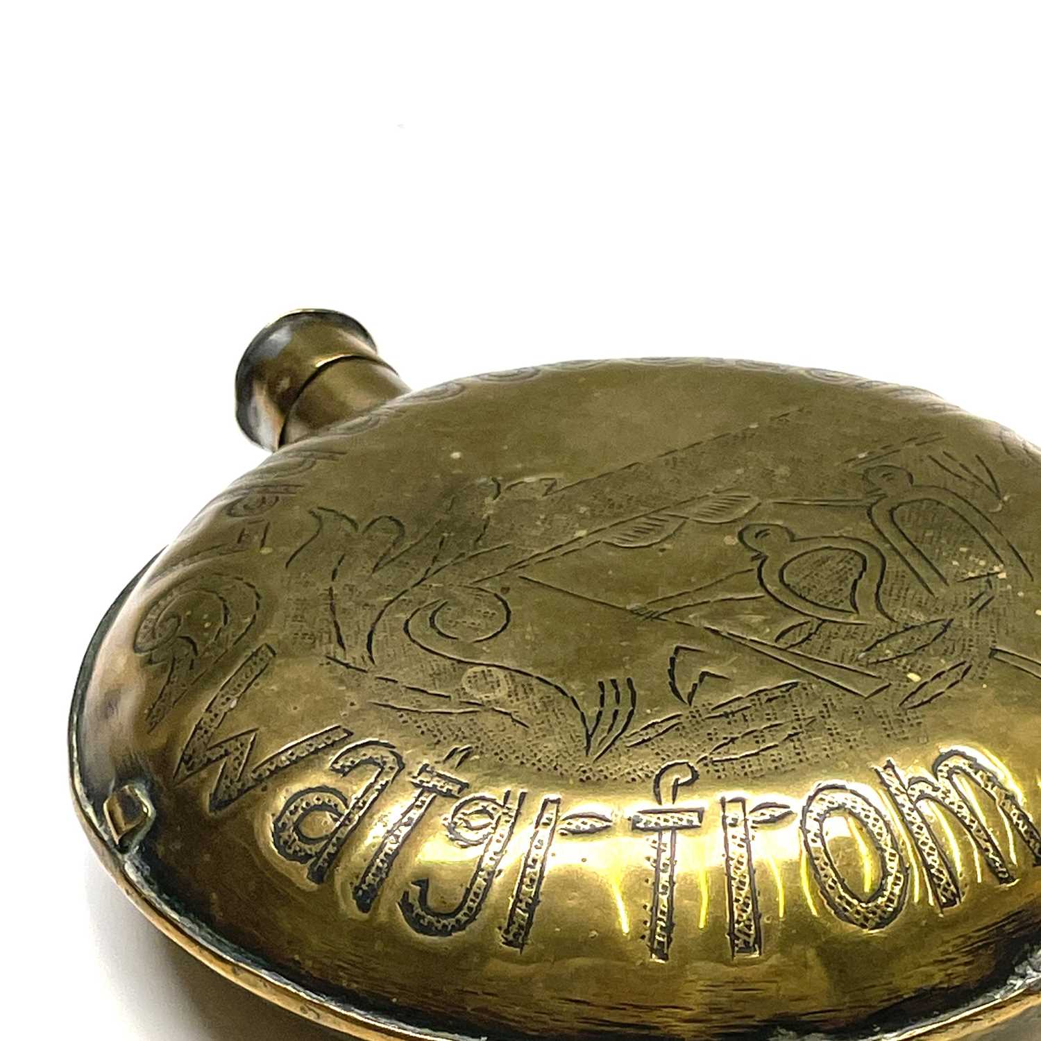 Lot 155 - An Anglo Dutch brass flask, early 19th