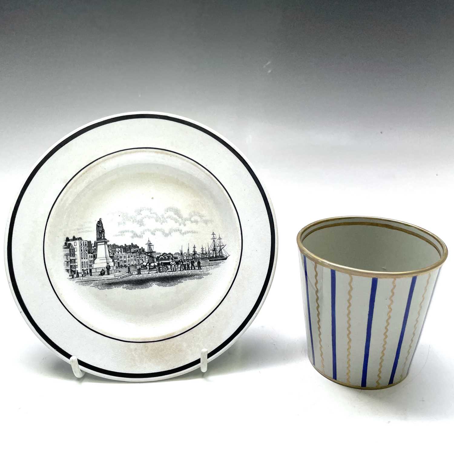 Lot 816 - A pearlware/drab ware beaker, circa 1820,