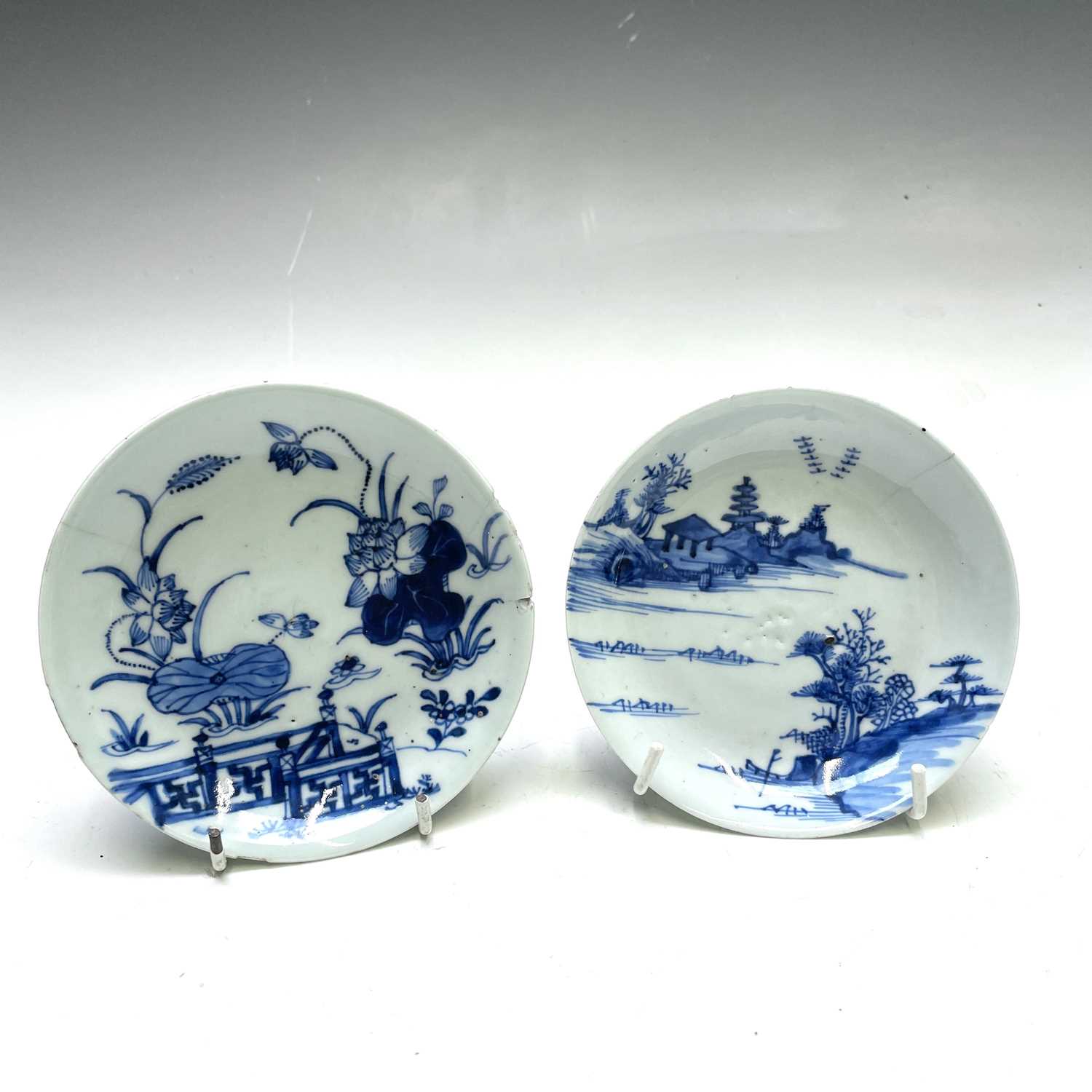 Lot 826 - Two early porcelain saucers, circa 1755,