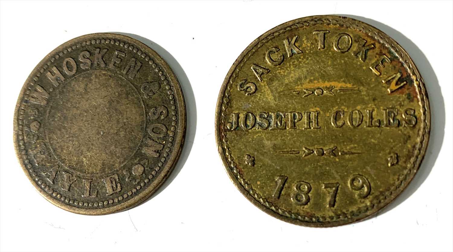 Lot 562 - Cornish Sack Tokens (2):