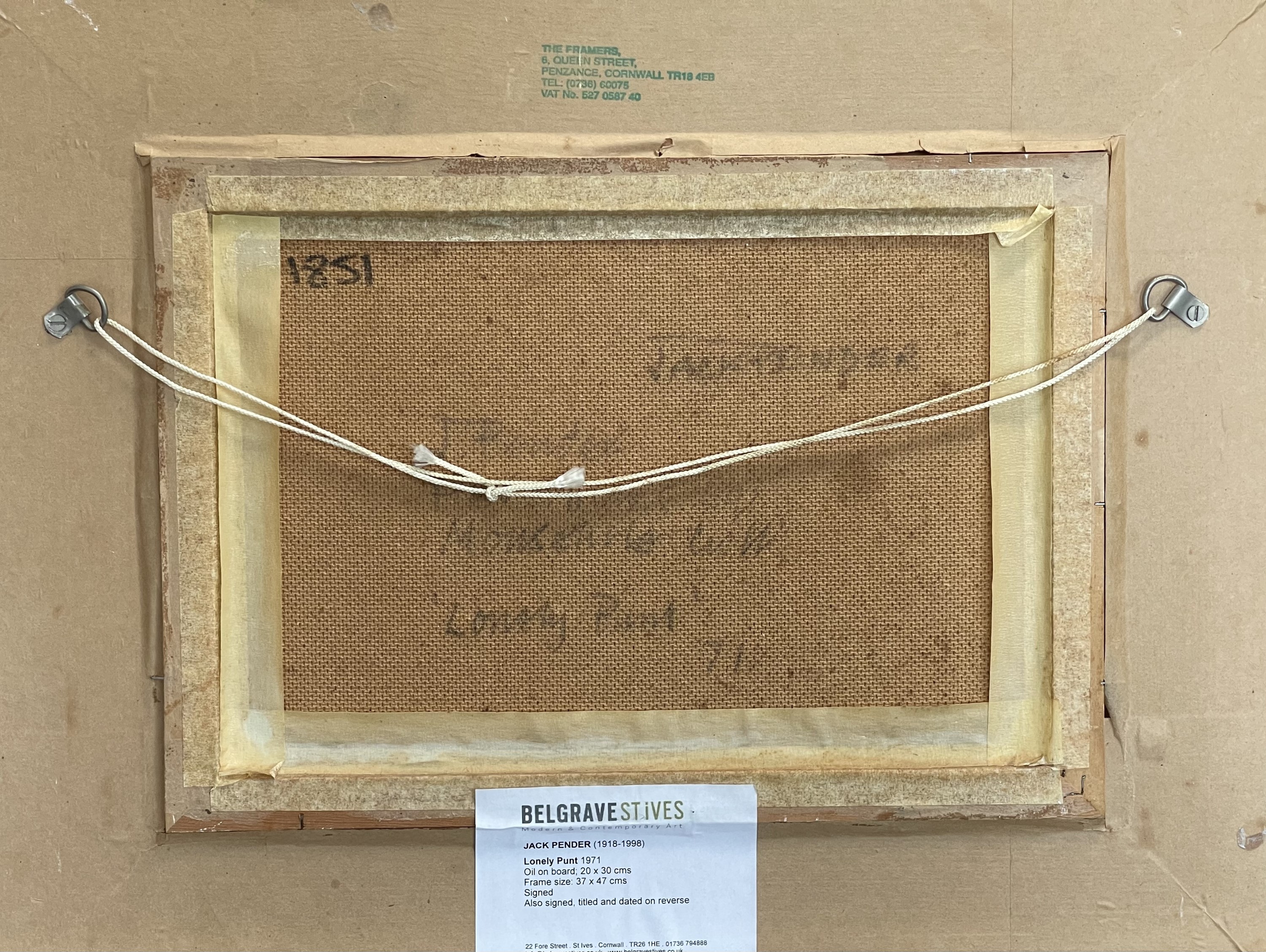 Lot 401 - Jack PENDER (1918-1998) Lonely Punt Oil on