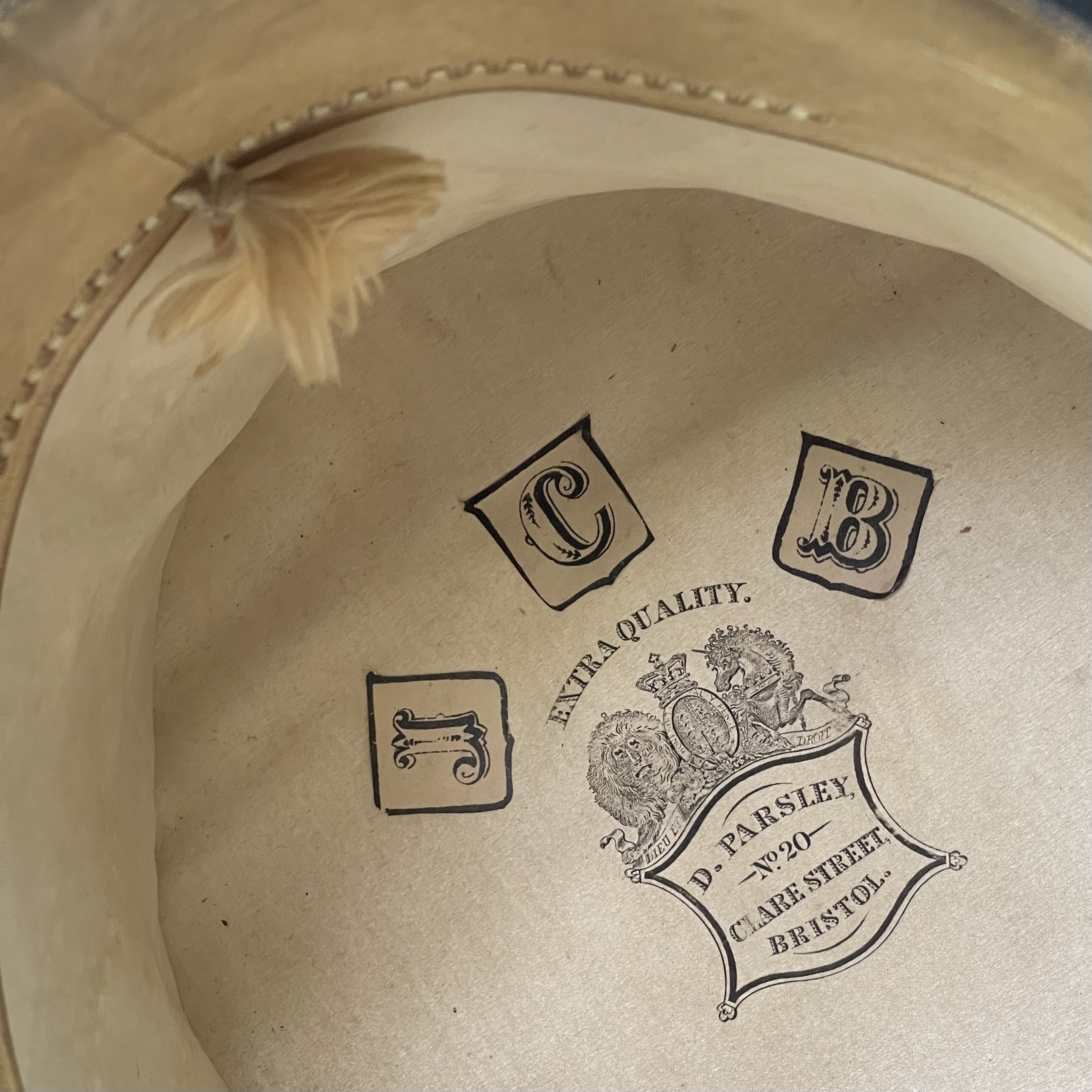 Lot 2804 - A Victorian top hat, labelled for D.Parsley,