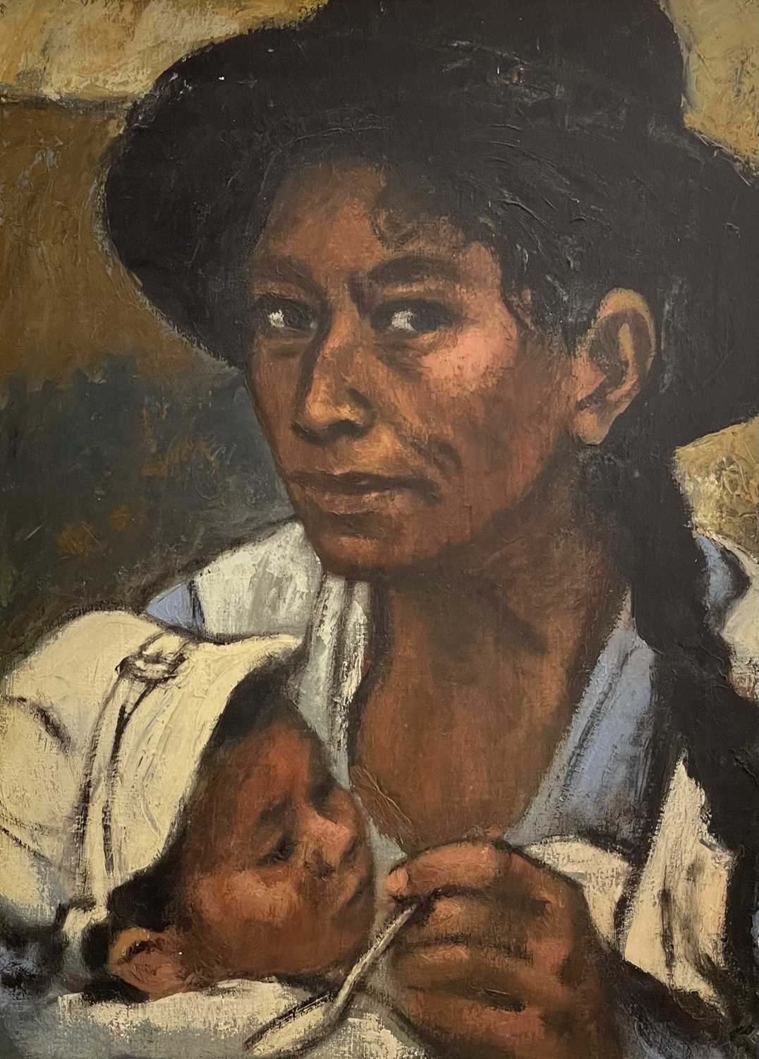 Lot 372 - Joan RILEY (1920) Motherhood Oil on canvas