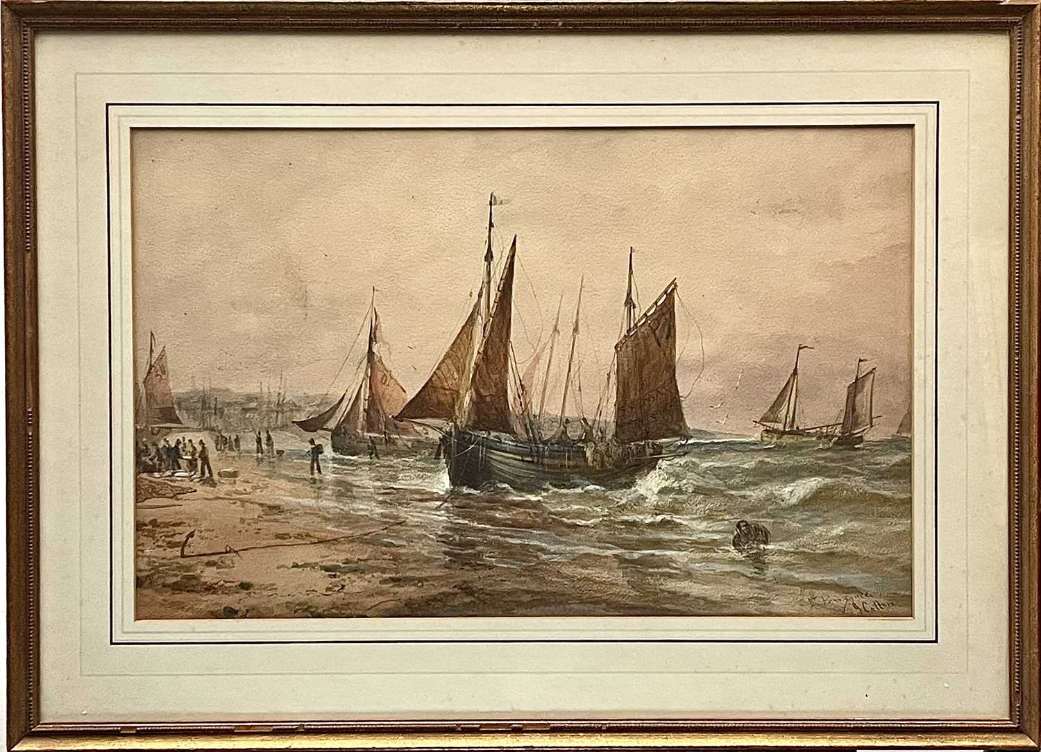 Lot 135 - John CALLOW (1822-1878) Fishing Boats,