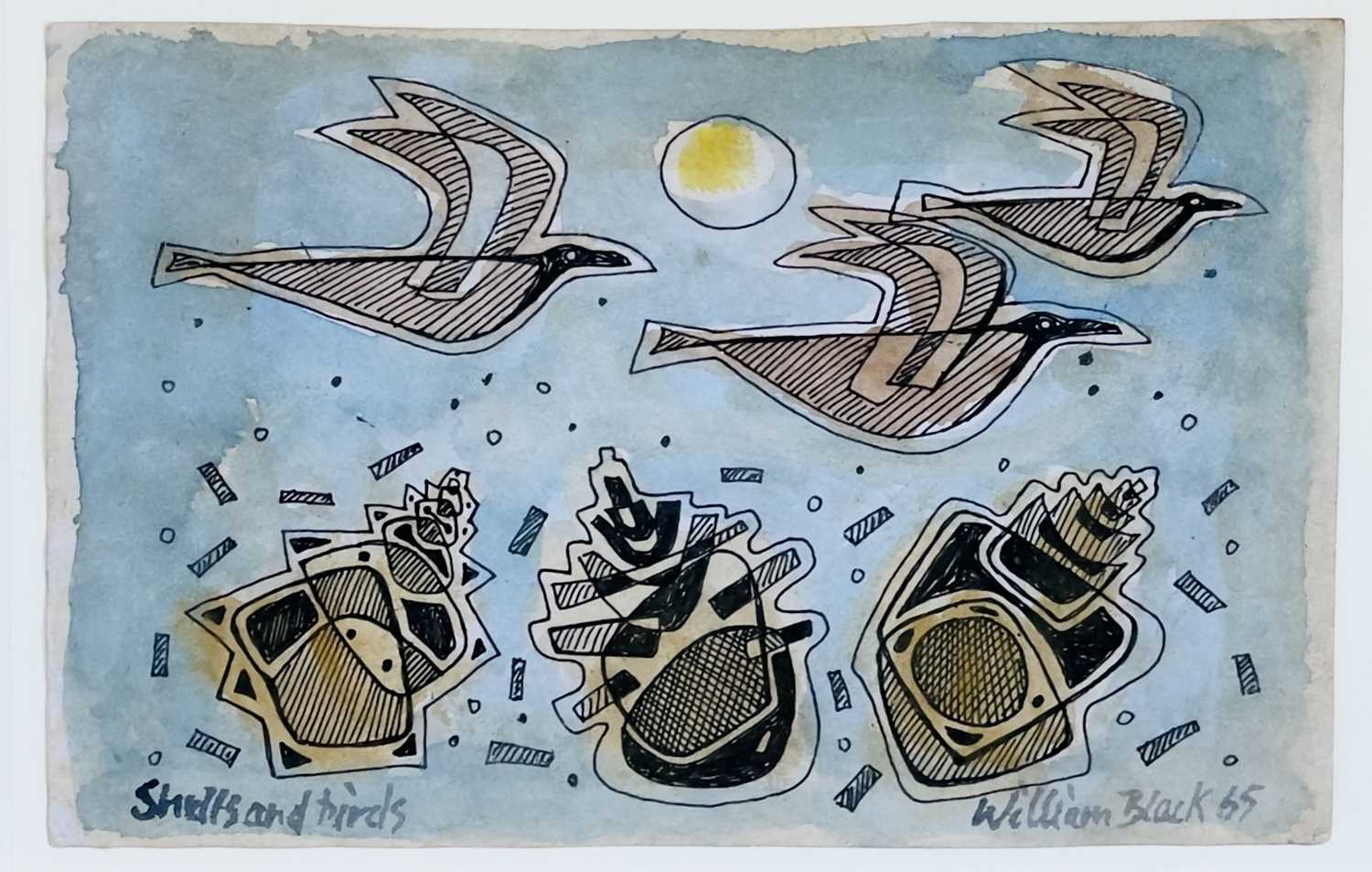 Lot 475 - William BLACK (XX) Shells and Birds Ink and