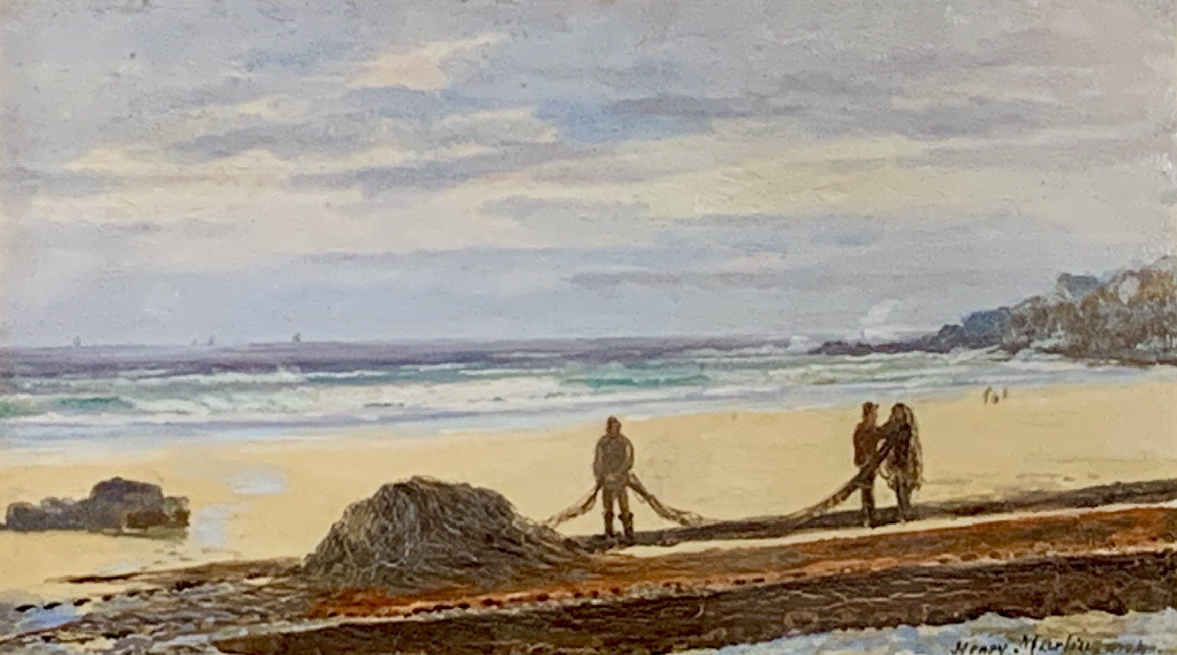 Lot 193 - Henry MARTIN (1835-1908) Newlyn, Drying Nets