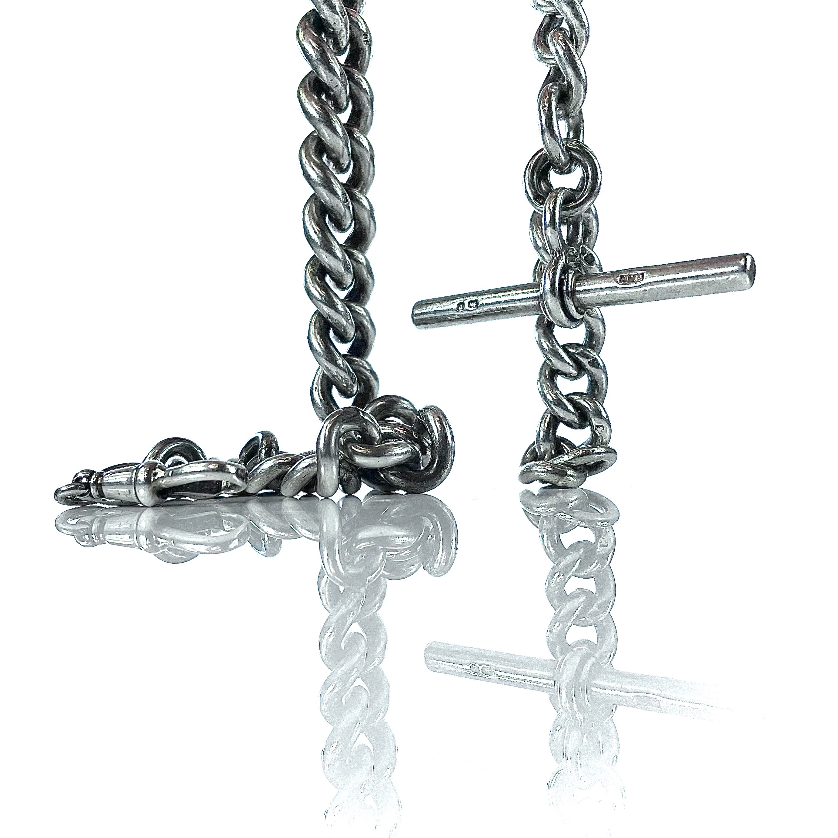 Lot 160 - A Victorian heavy silver Albert watch chain,