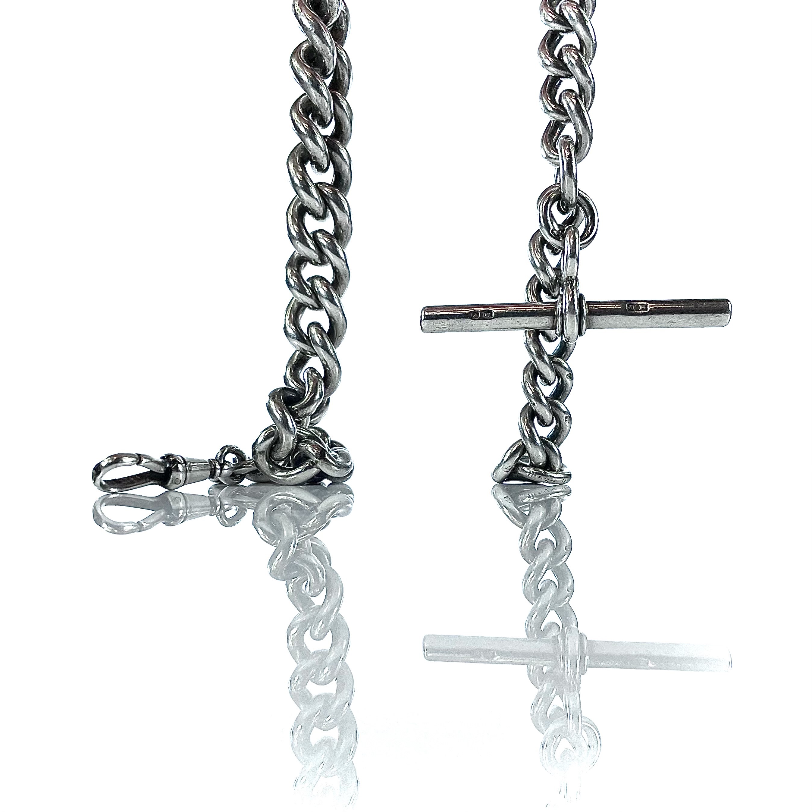 Lot 160 - A Victorian heavy silver Albert watch chain,