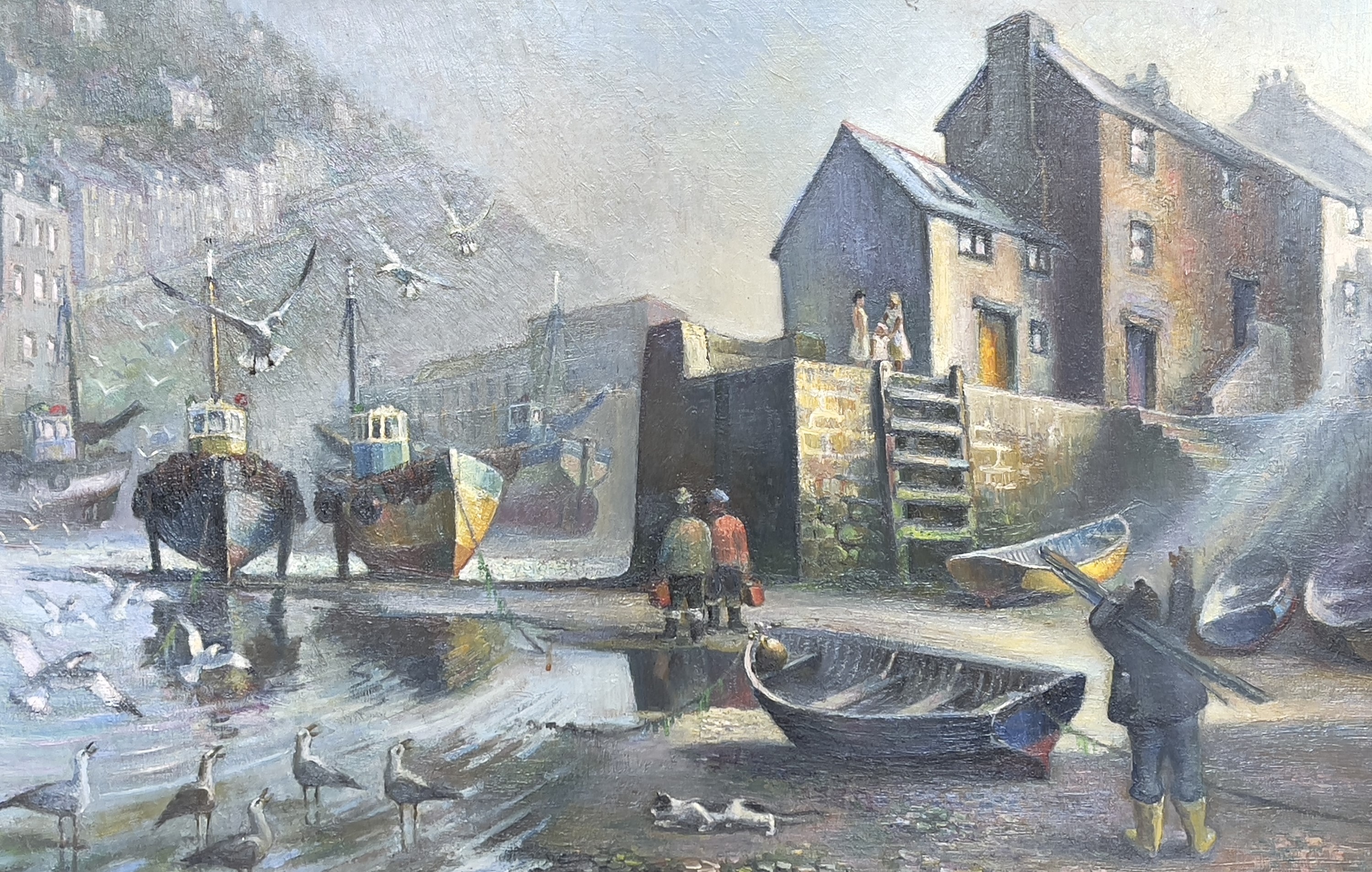 Lot 486 - Ken LEECH (XX) Polperro - afternoon in early