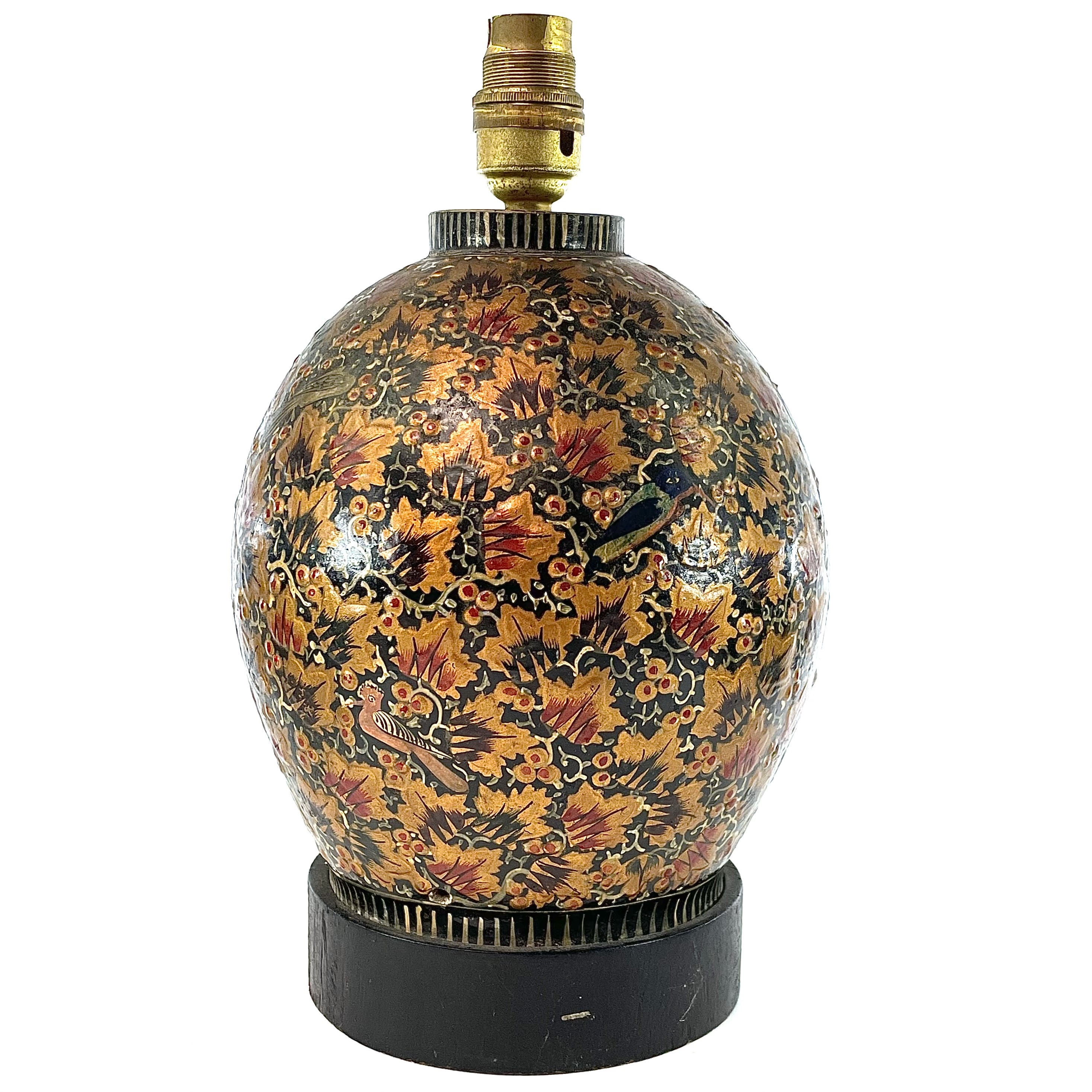 Lot 1027 - A Persian lacquered table lamp base, mid