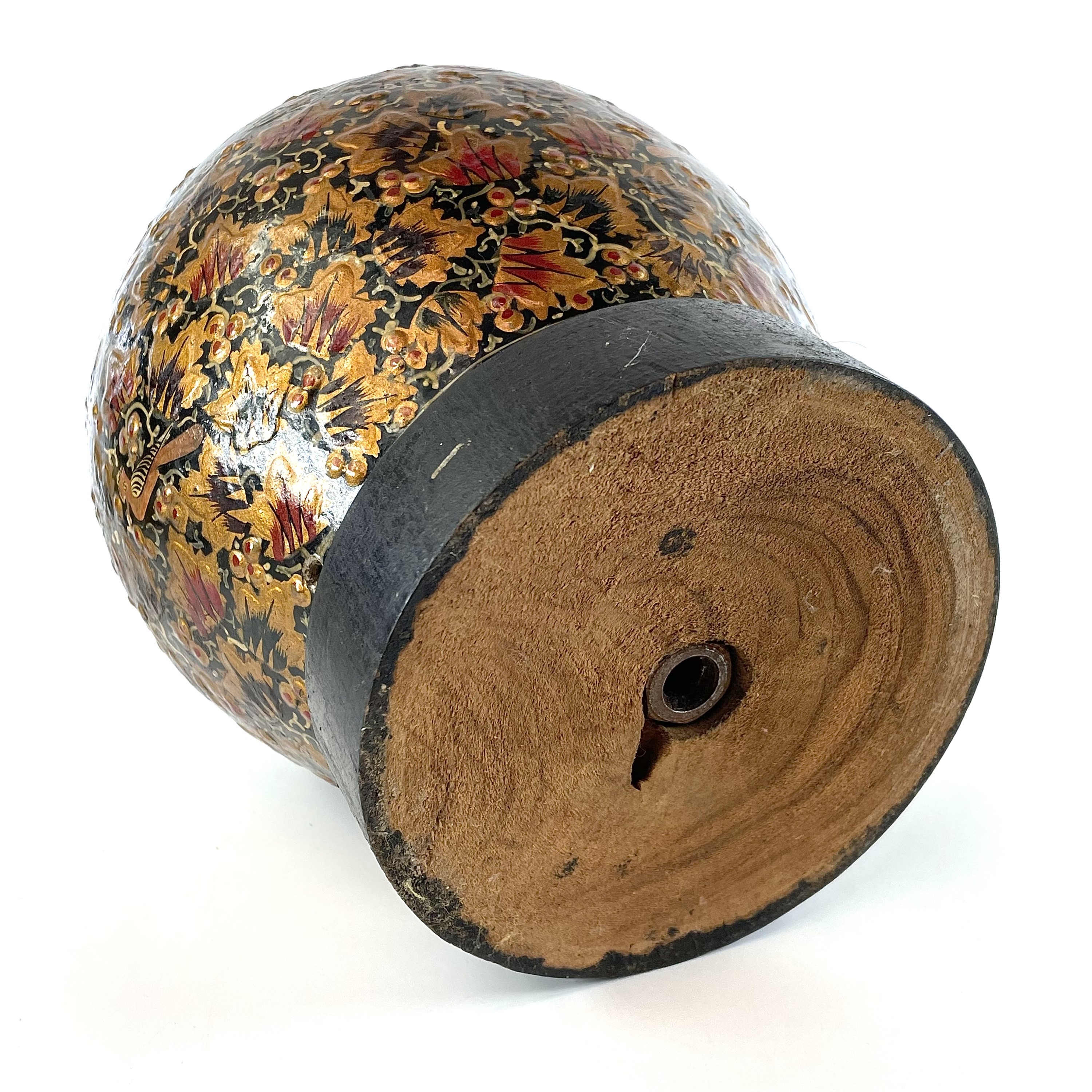 Lot 1027 - A Persian lacquered table lamp base, mid