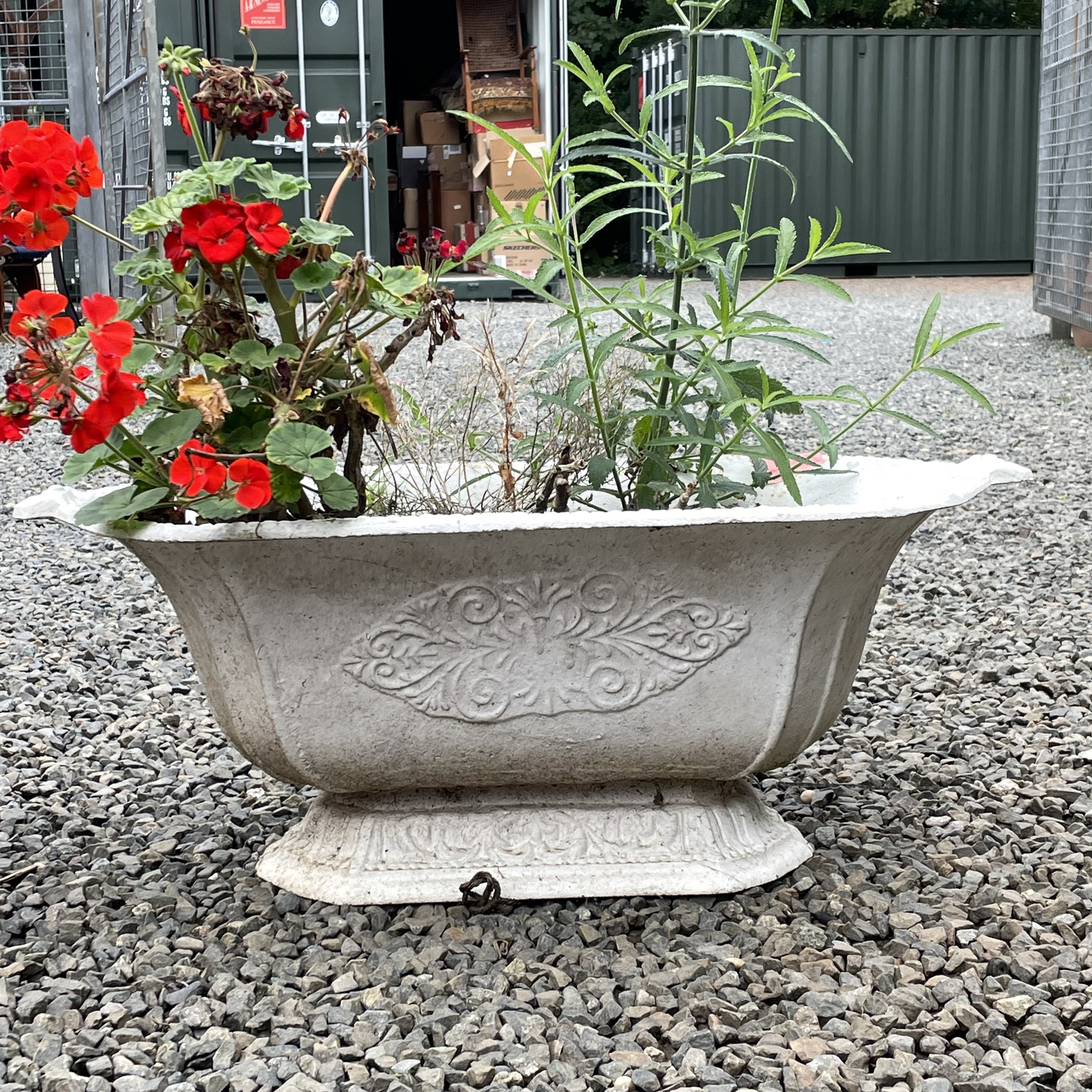 Lot 620 - Two Victorian cast iron shaped planters, the