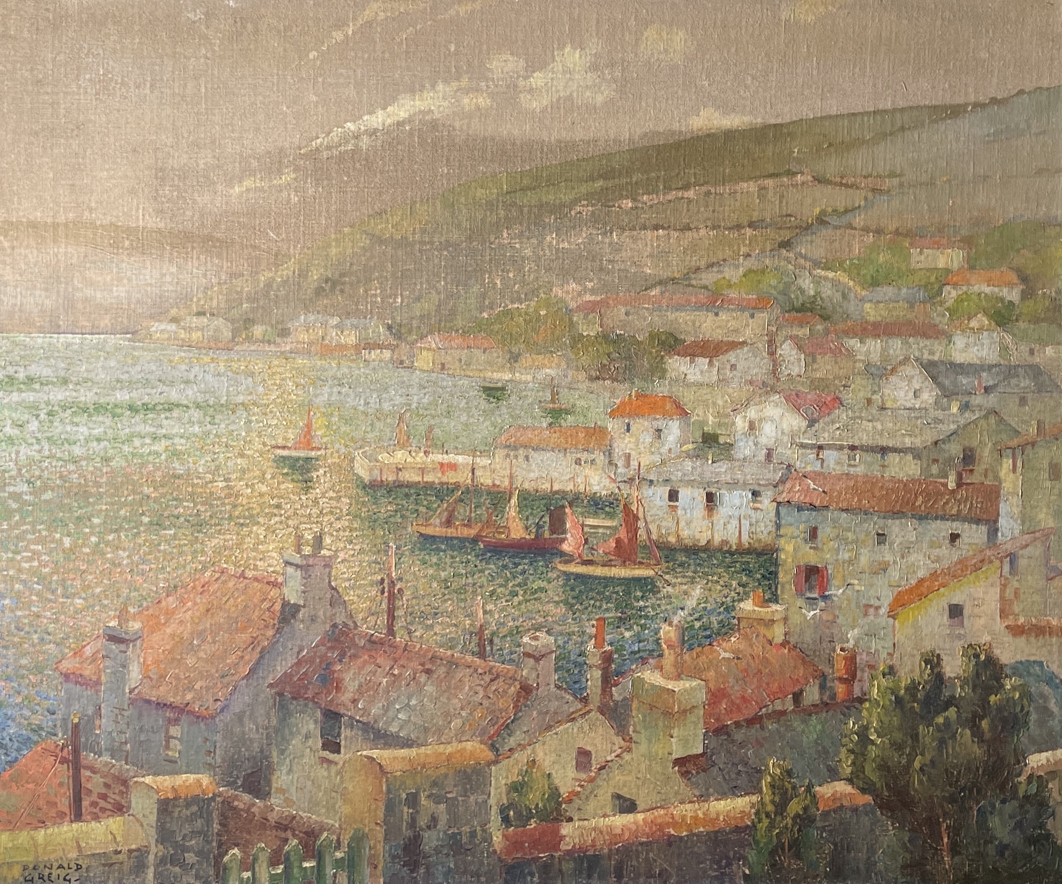 Lot 422 - Donald GREIG (1916-2009) Polruan Oil on