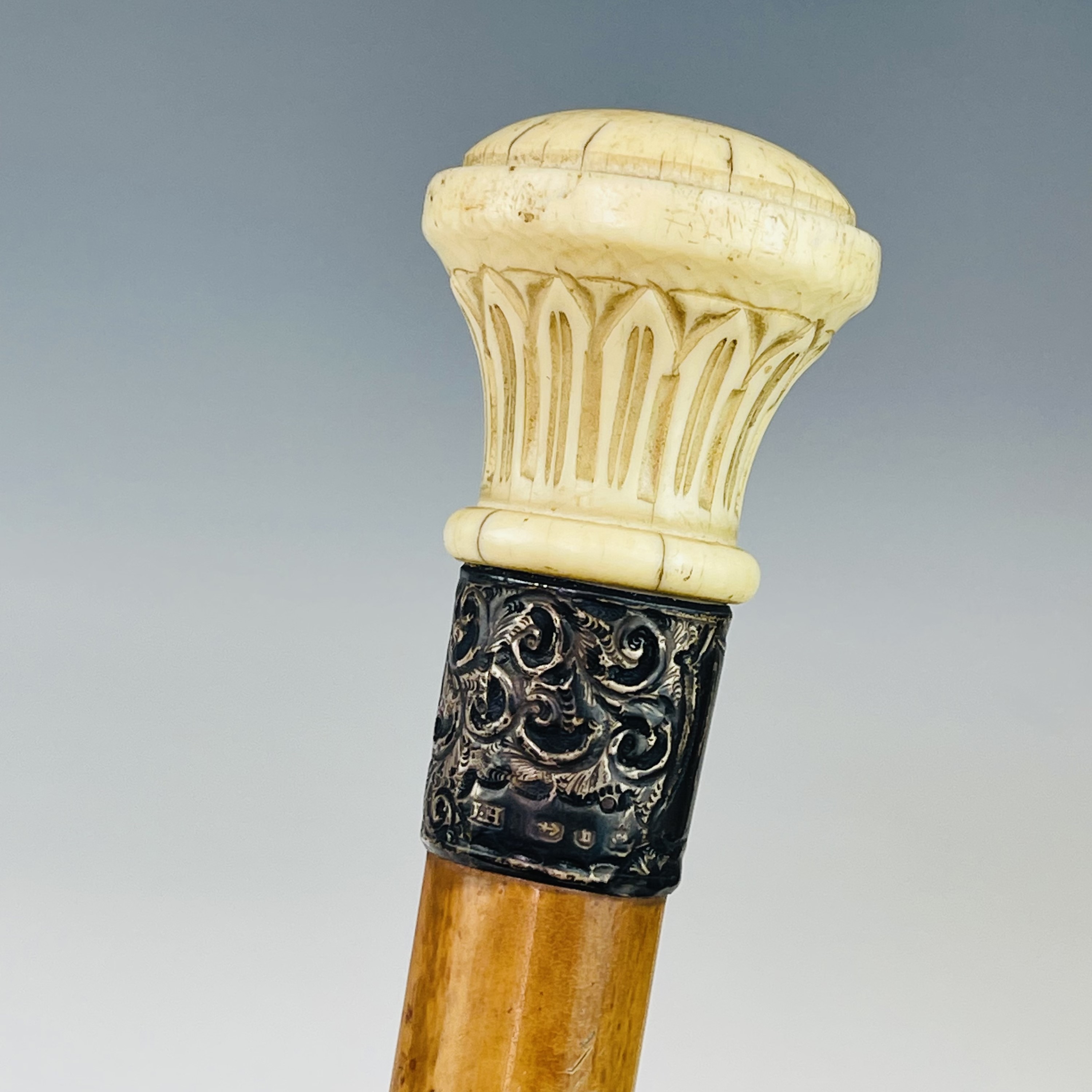 Lot 175 - A late Victorian cane, with turned ivory