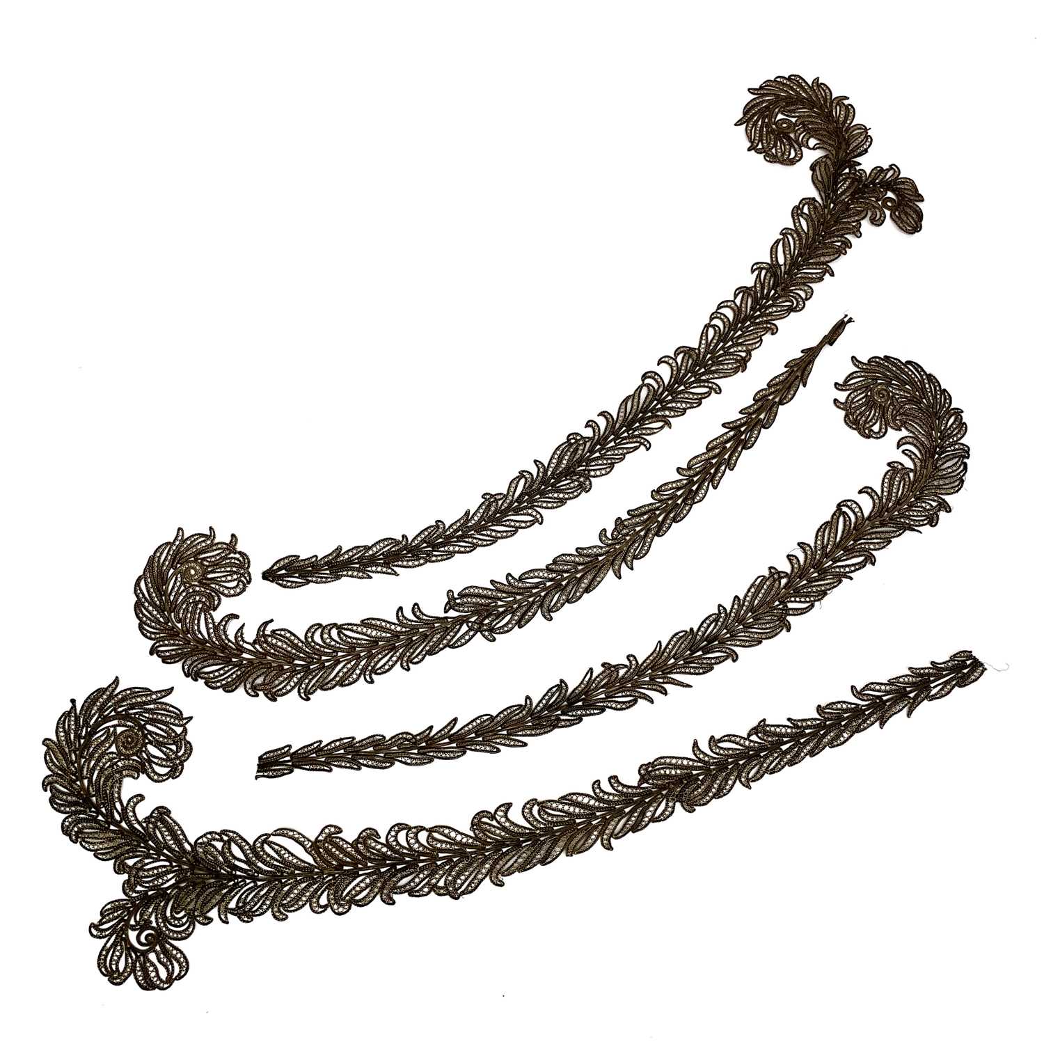 Lot 1611 - Four Venetian Gros point style gold thread