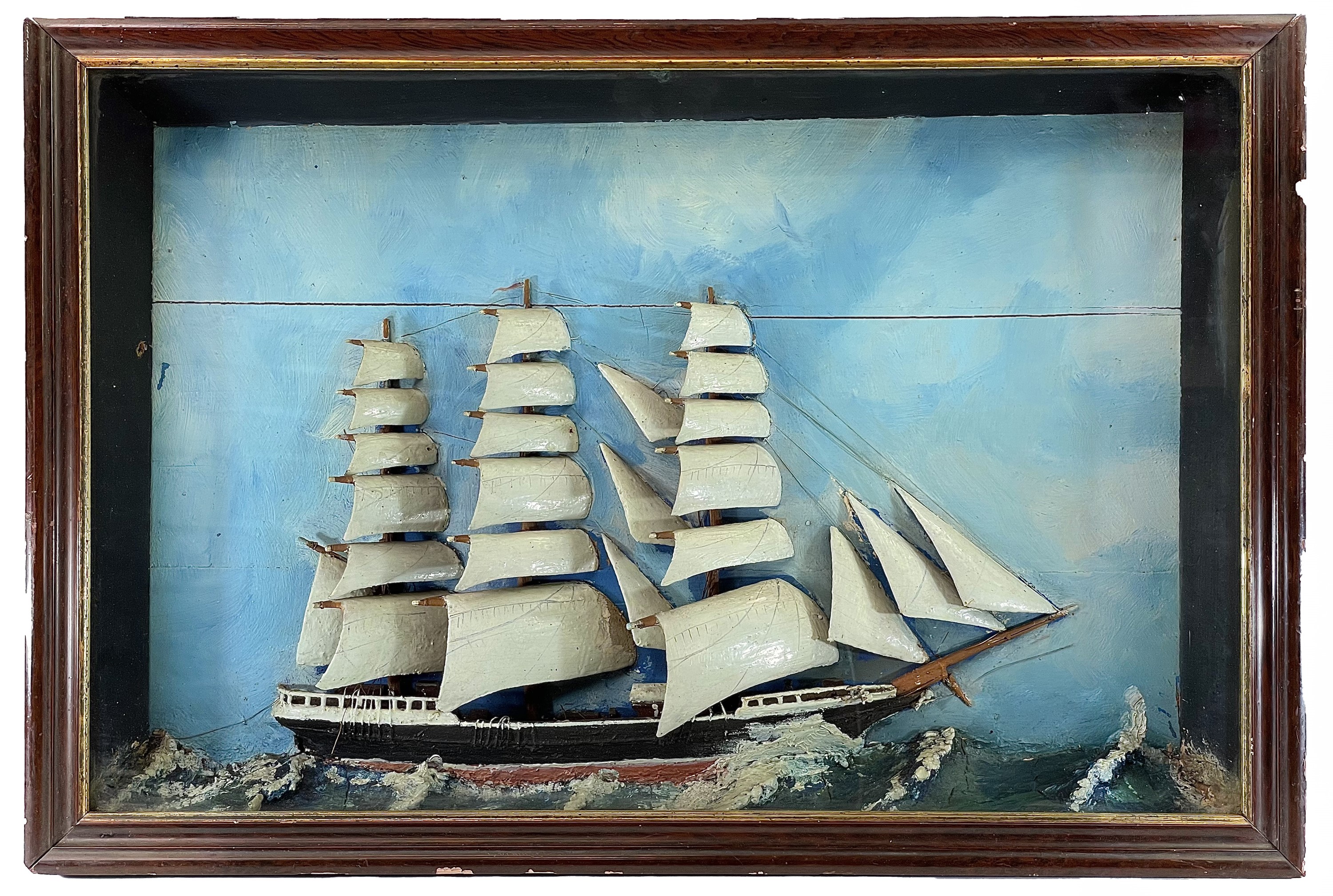 Lot 16 - A late Victorian diorama of a three masted