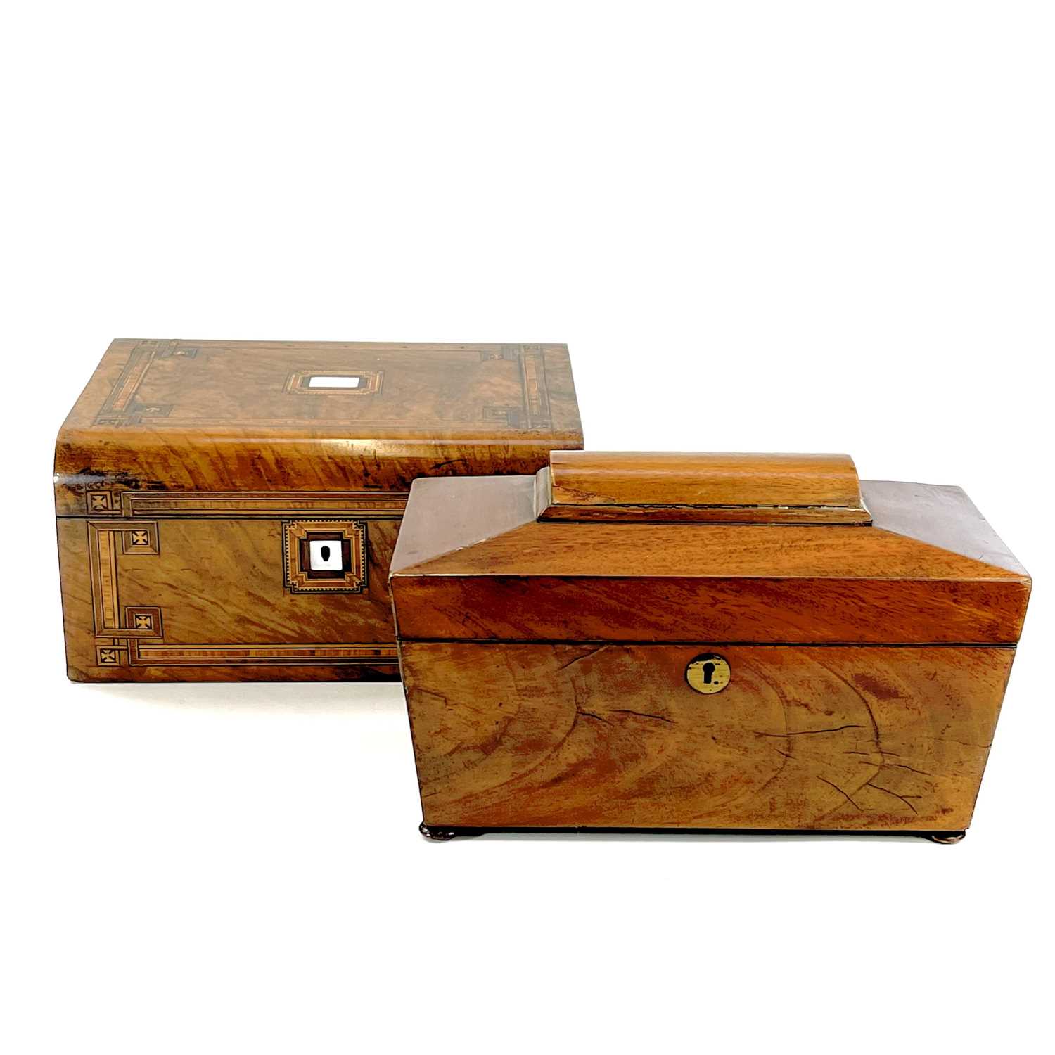 Lot 224 - A Victorian walnut and inlaid work box, with