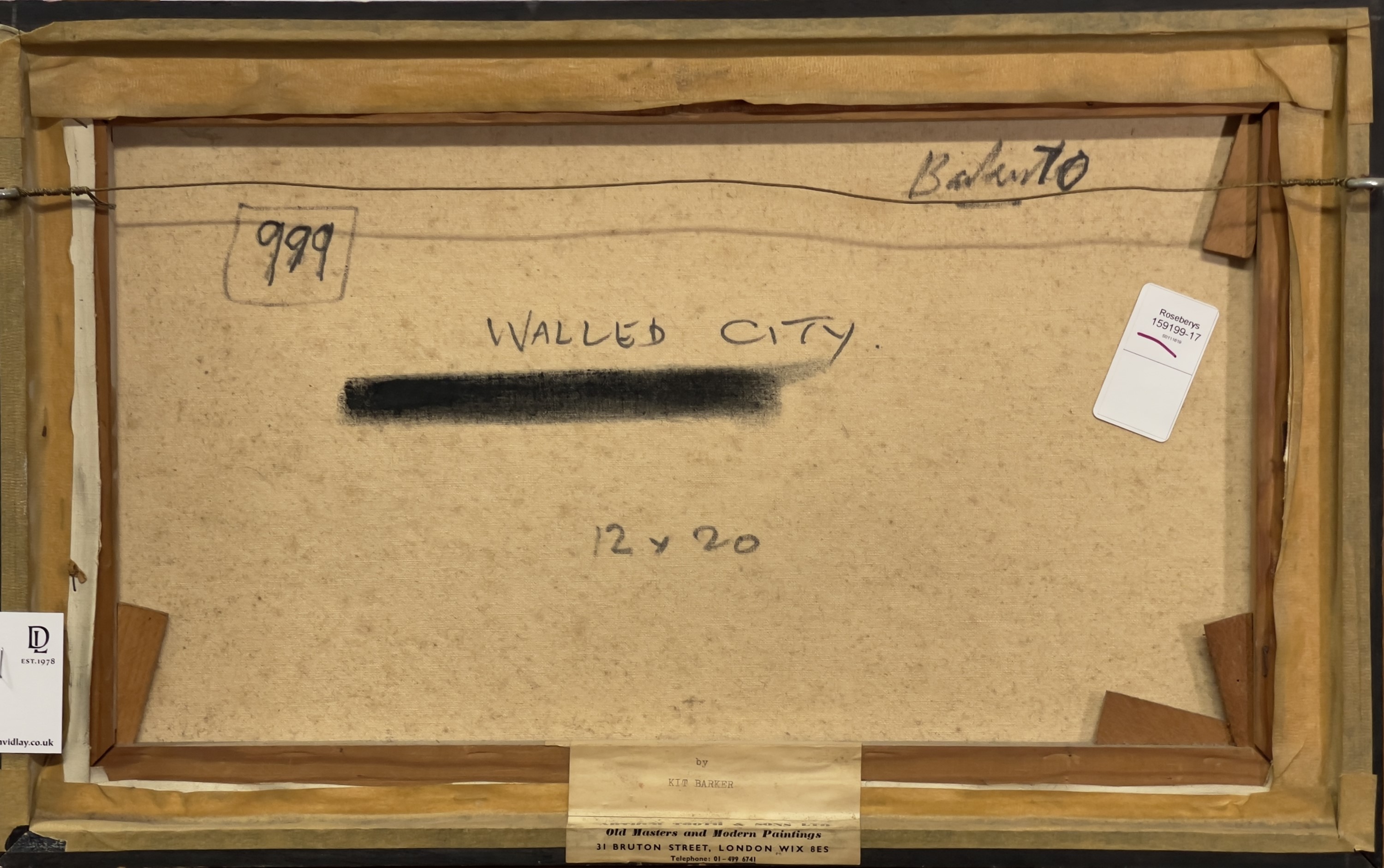 Lot 120 - Kit BARKER (1916-1988) Walled City Oil on