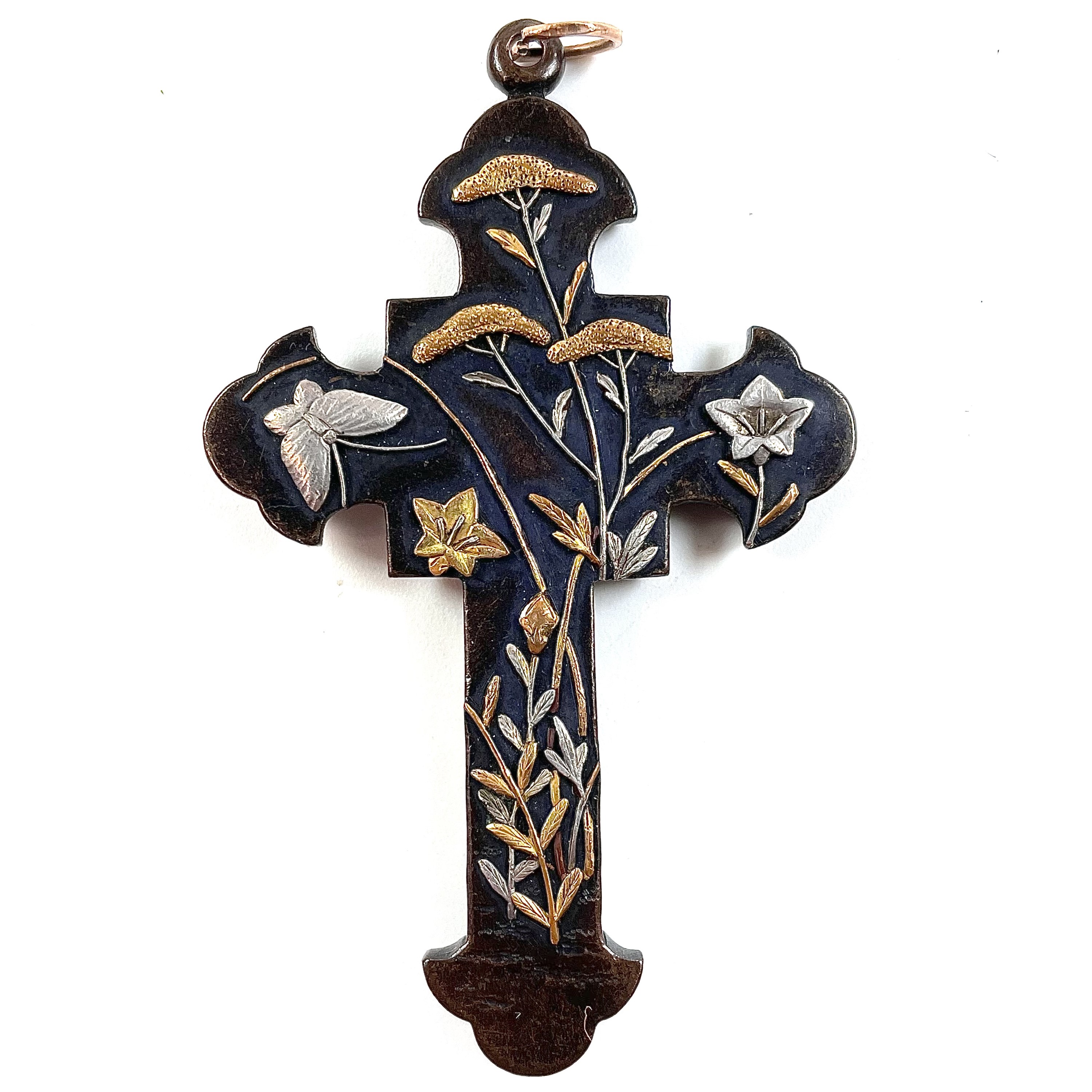 Lot 220 - A rare Japanese Meiji period Shakudo cross