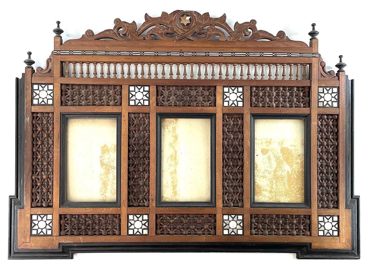 Lot 1026 - An unusual Syrian triptych photo frame,