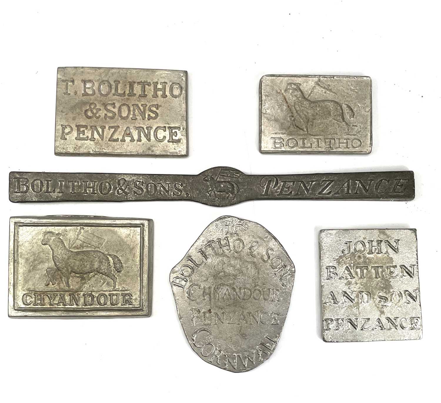 Lot 444 - A collection of six re-strike Cornish tin