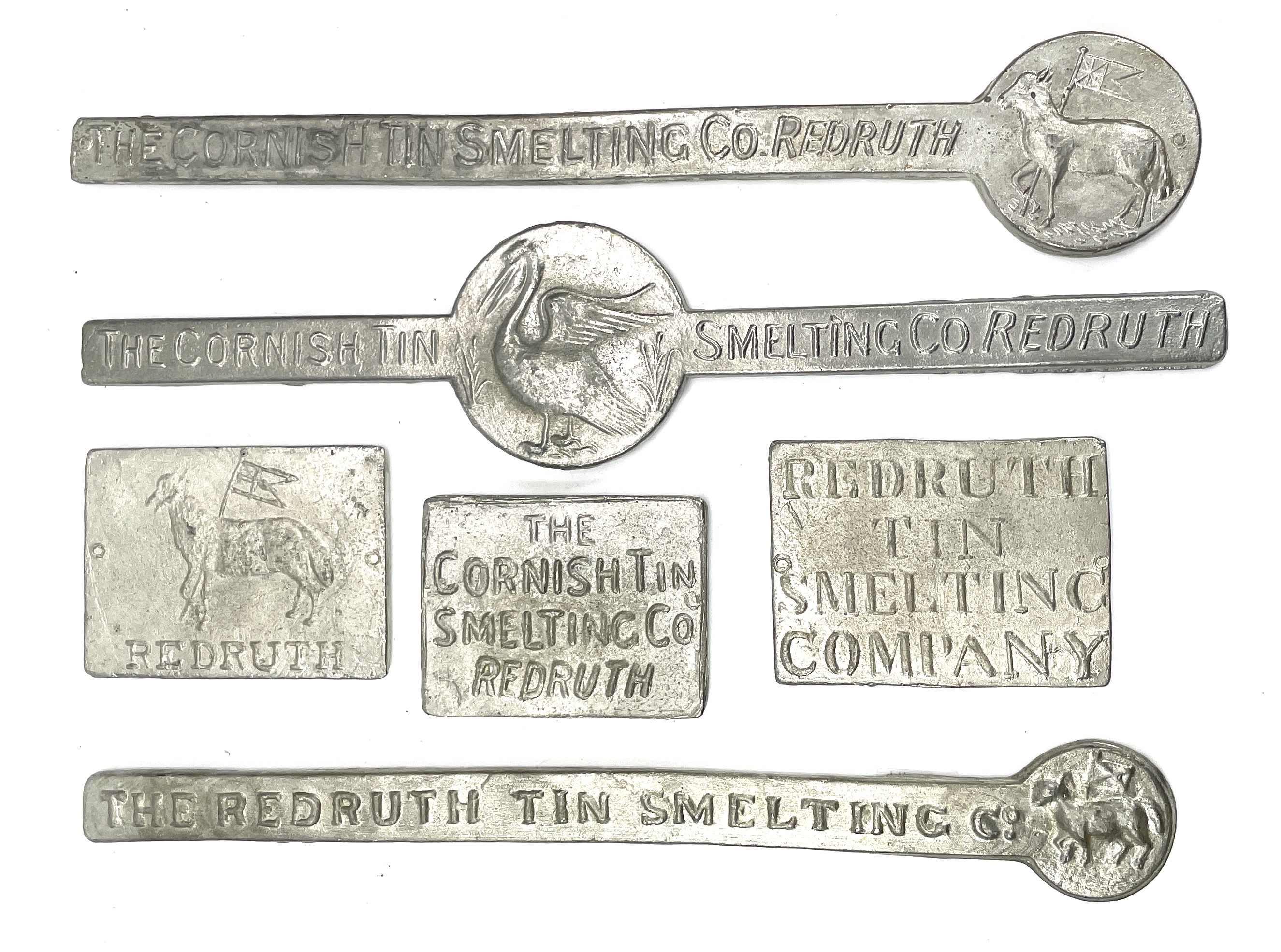 Lot 447 - A collection of six re-strike Cornish tin