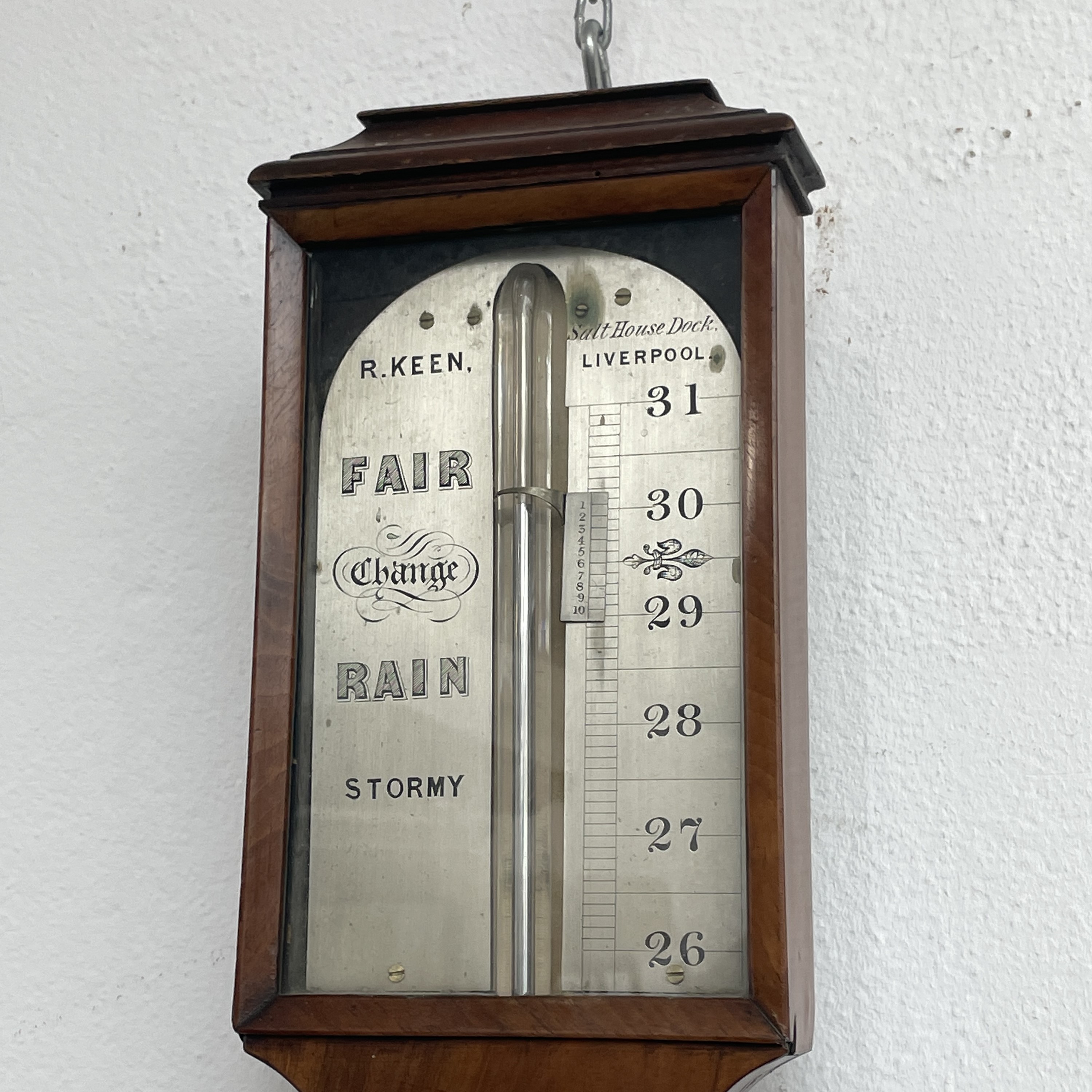 Lot 1700 - An early Victorian walnut stick barometer,