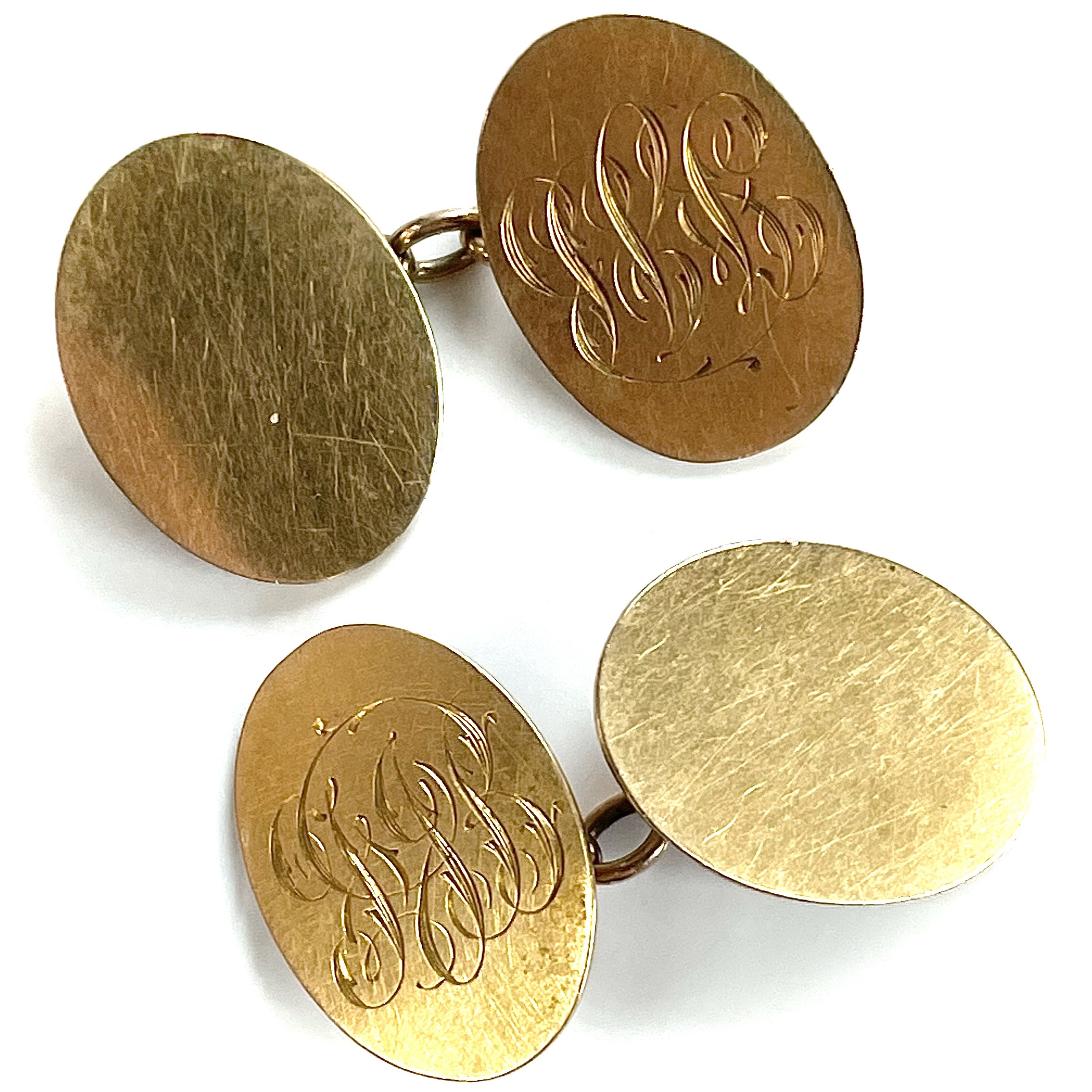 Lot 179 - A pair of 18ct gold cufflinks of oval form,