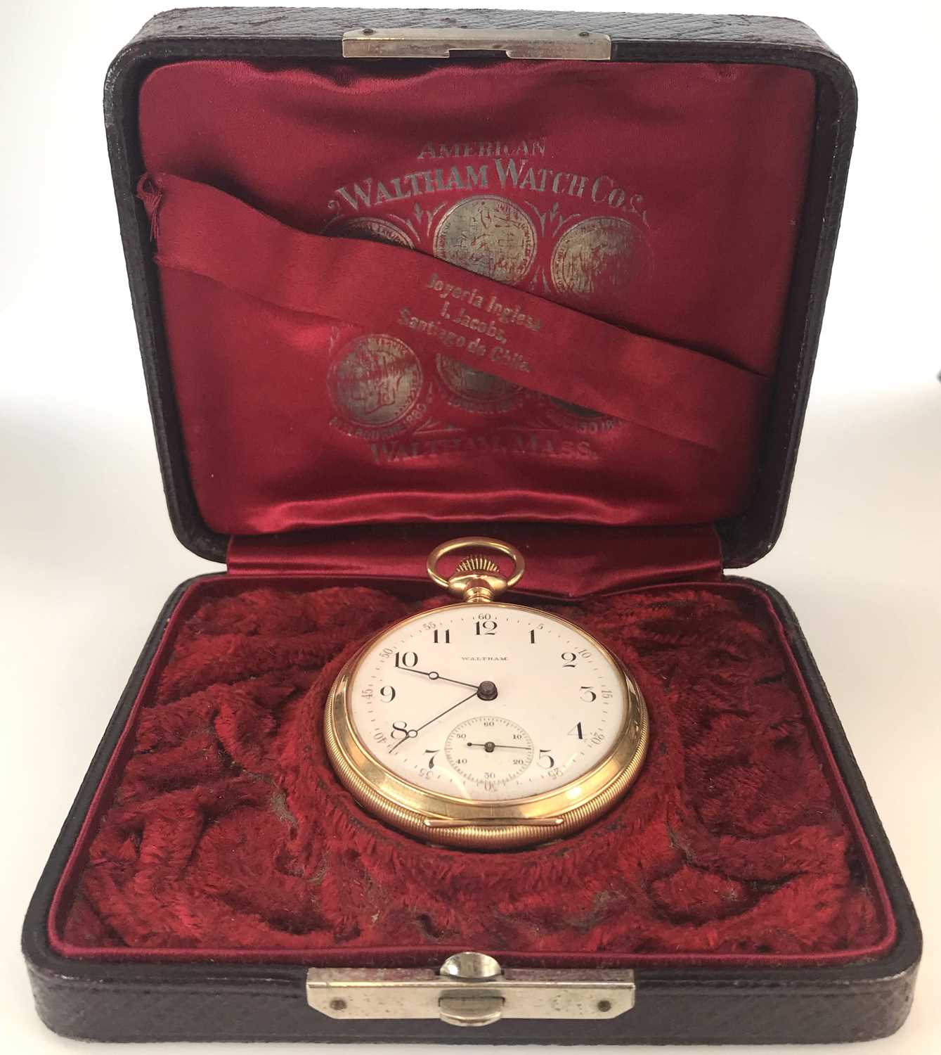 Lot 443 - A Waltham 14ct gold crown wind pocket watch,