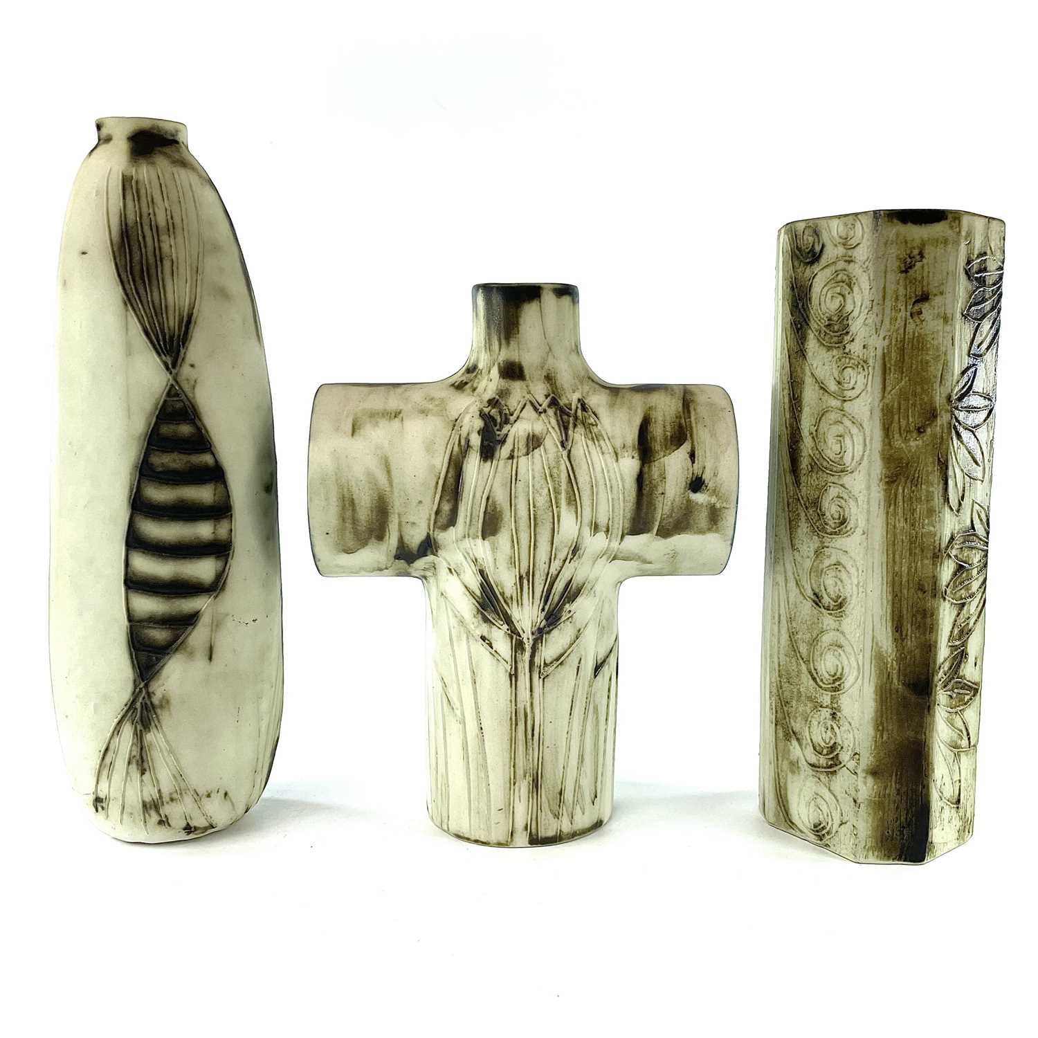 Lot 829 - A Carn pottery tube vase, signed John