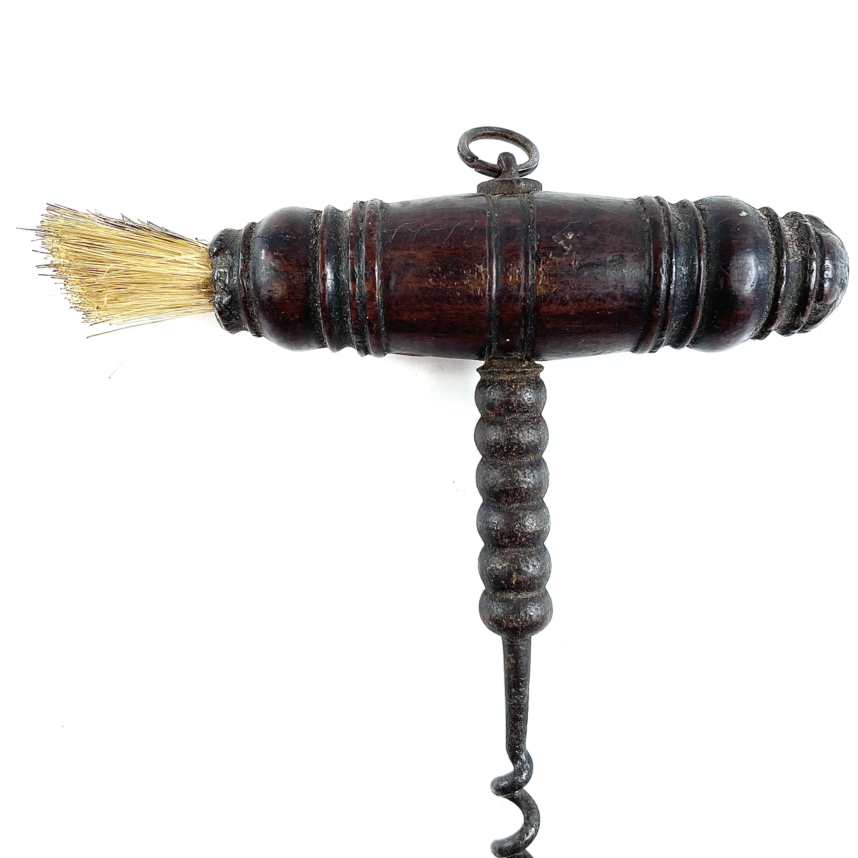 Lot 119 - A 19th century corkscrew with walnut turned