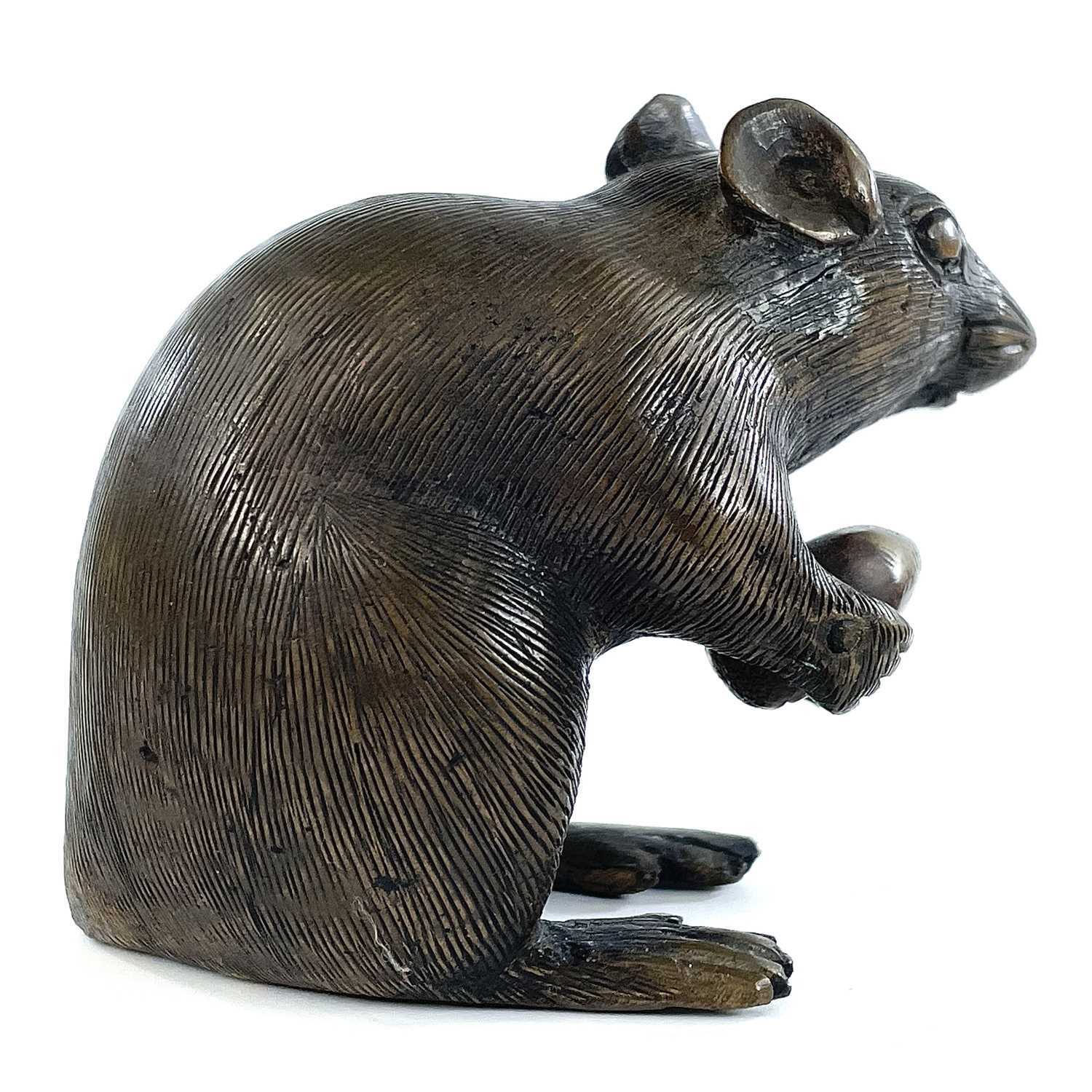 Lot 269 - A Japanese bronze model of a rat, Meiji