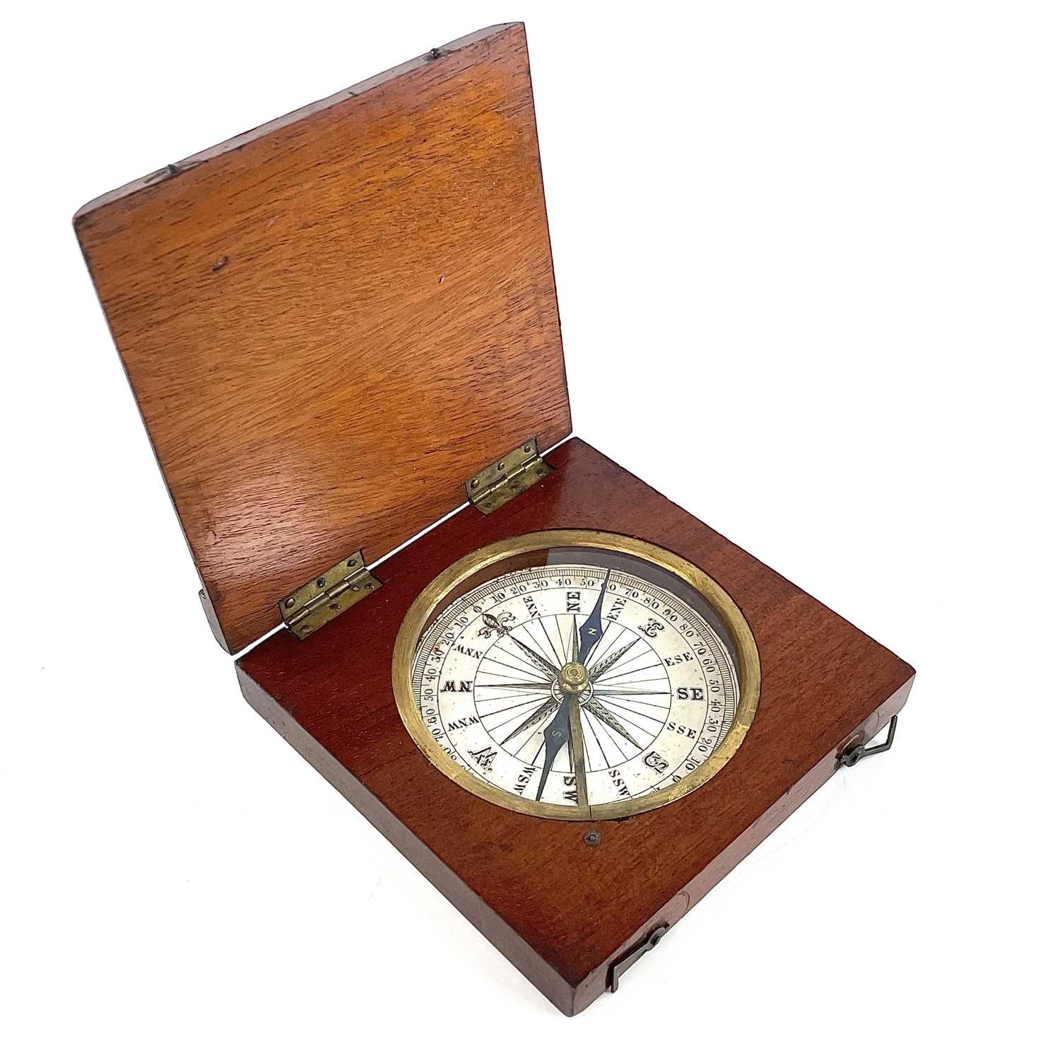 Lot 55 - A 19th century compass with printed card dial