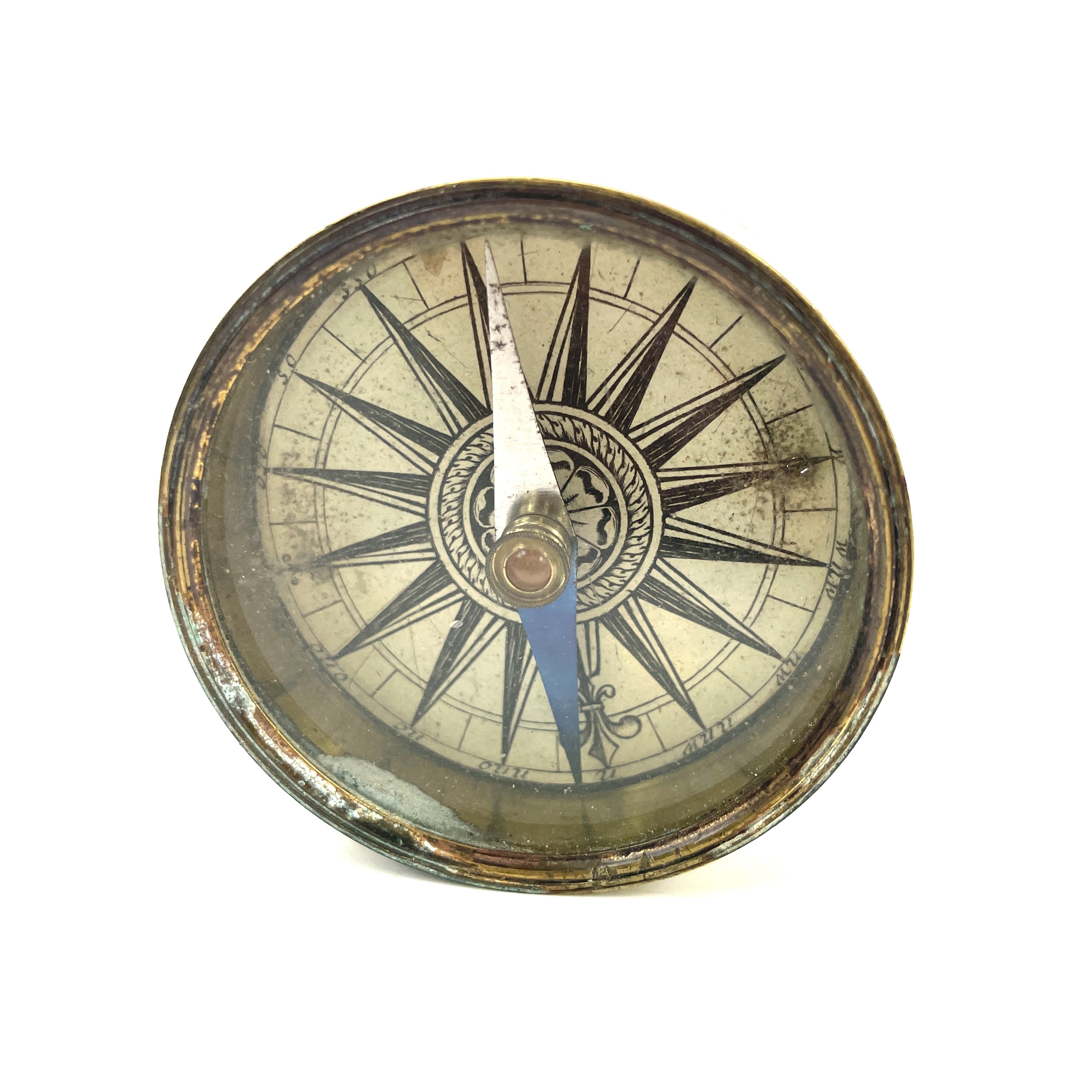 Lot 165 - An early 19th century brass compass with a
