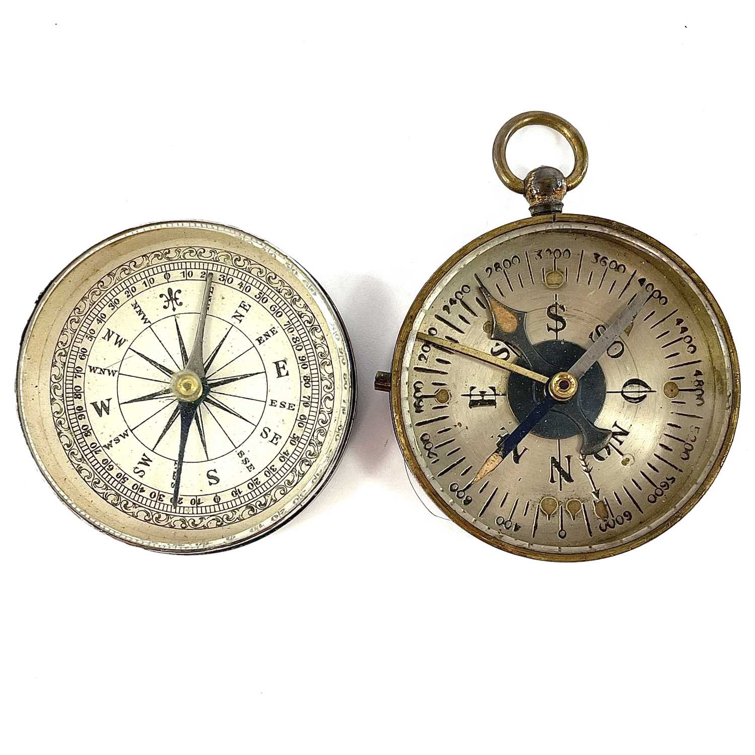 Lot 183 - A 19th century nickel compass with a printed