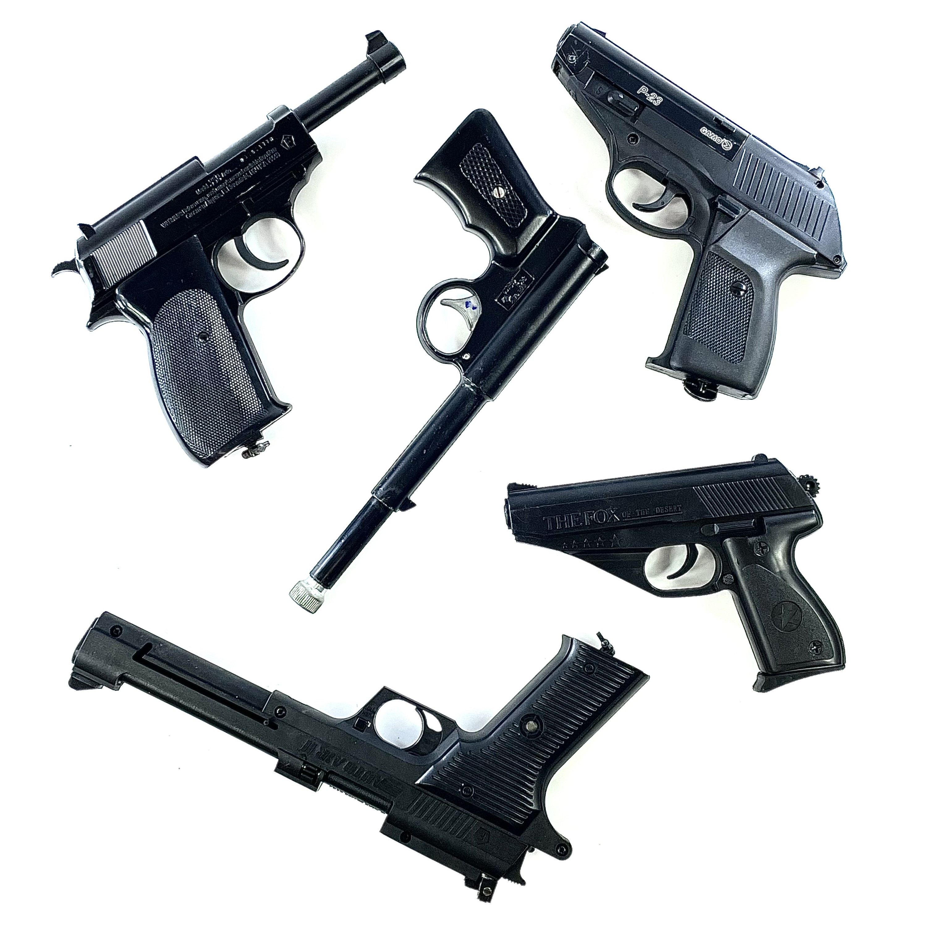 Lot 87 - A Gamo P.23 air pistol, boxed, a Gat gun, a