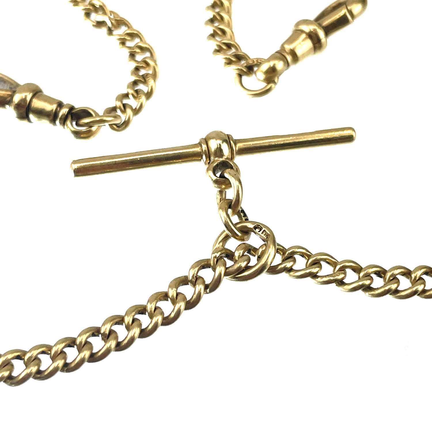 Lot 12 - An 18ct hallmarked gold double albert watch