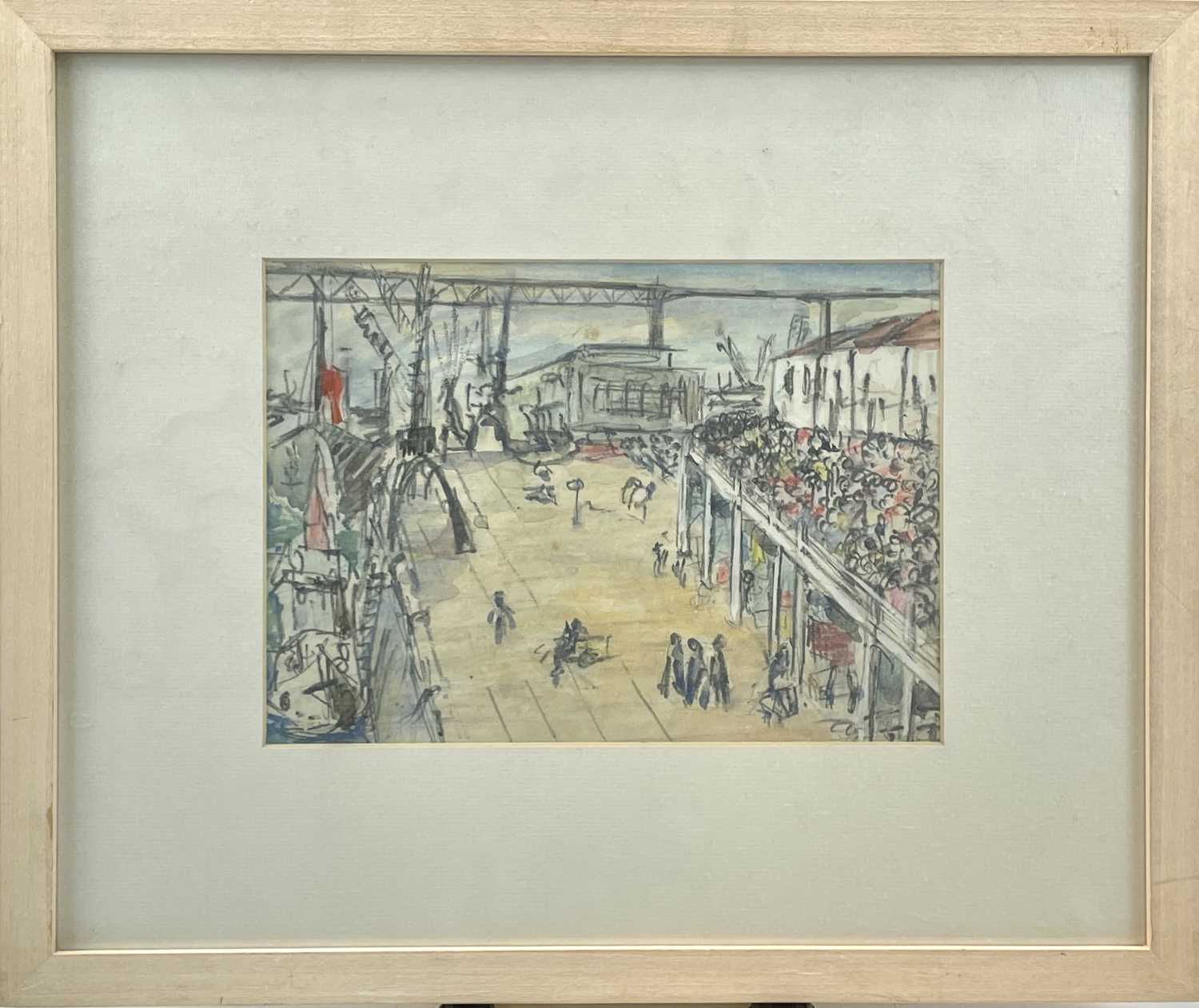 Lot 252 - Misomé PEILE (1907-1989) Docks Mixed media
