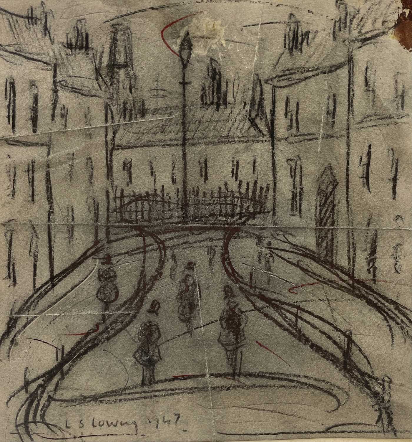 Lot 608 - L. S. LOWRY?? Manchester Street Graphite on